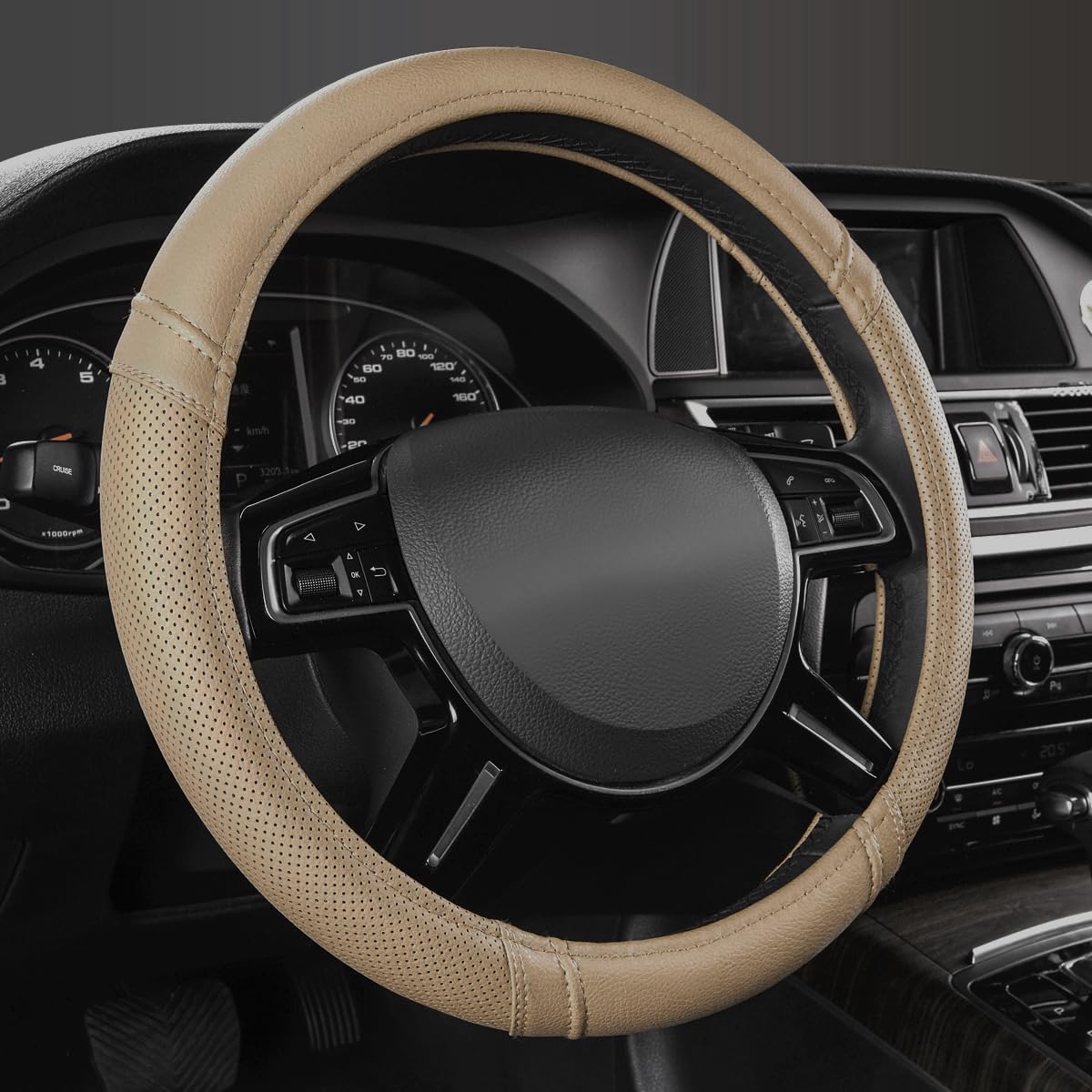 CAR PASS Classical Leather Automotive Universal Steering Wheel Covers ...