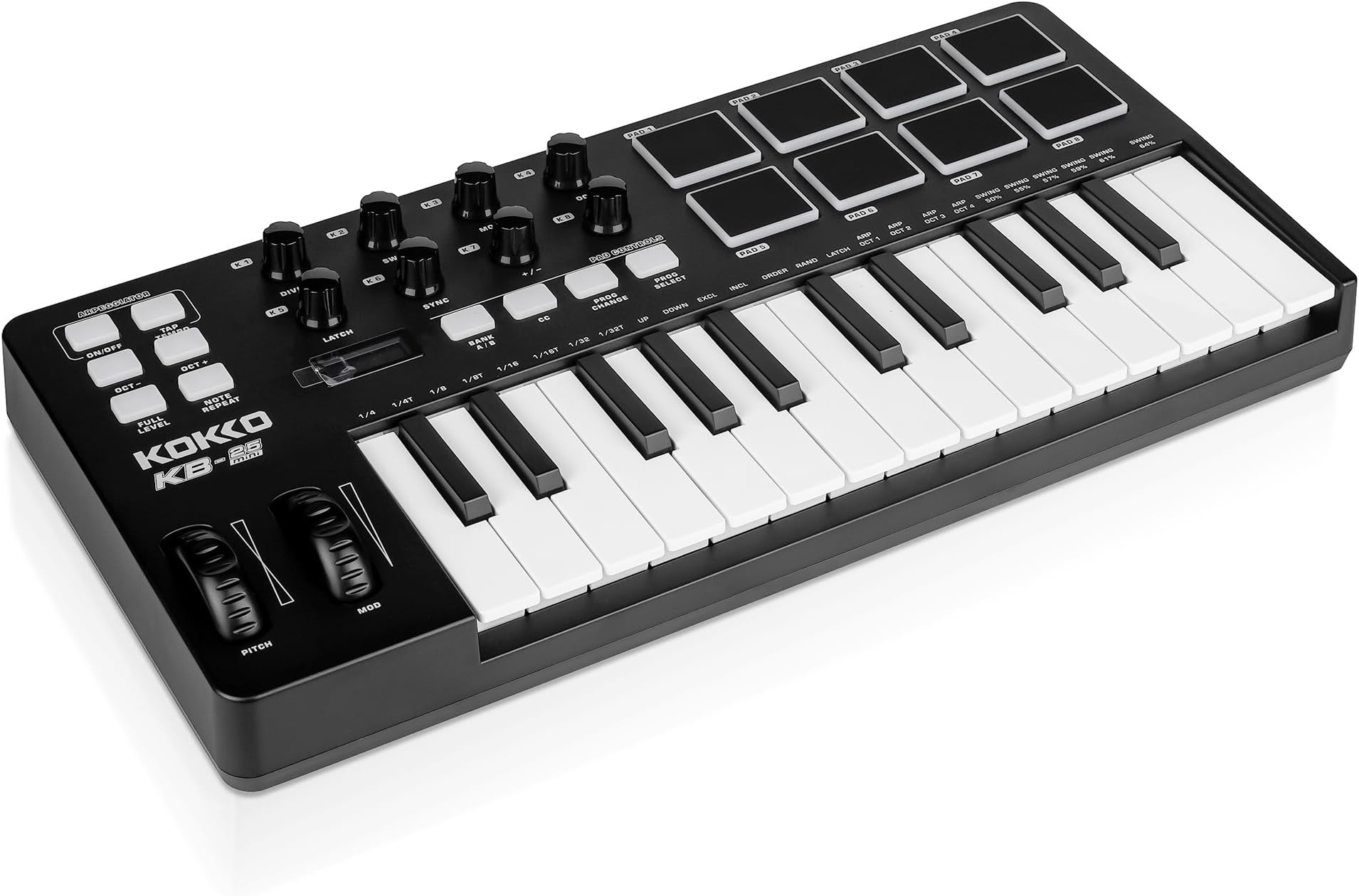 Amazon.com: AZOR KOKKO MIDI Keyboard, Mini KB-25 25 Key MIDI Controller With 8 Backlit Drum Pads ...