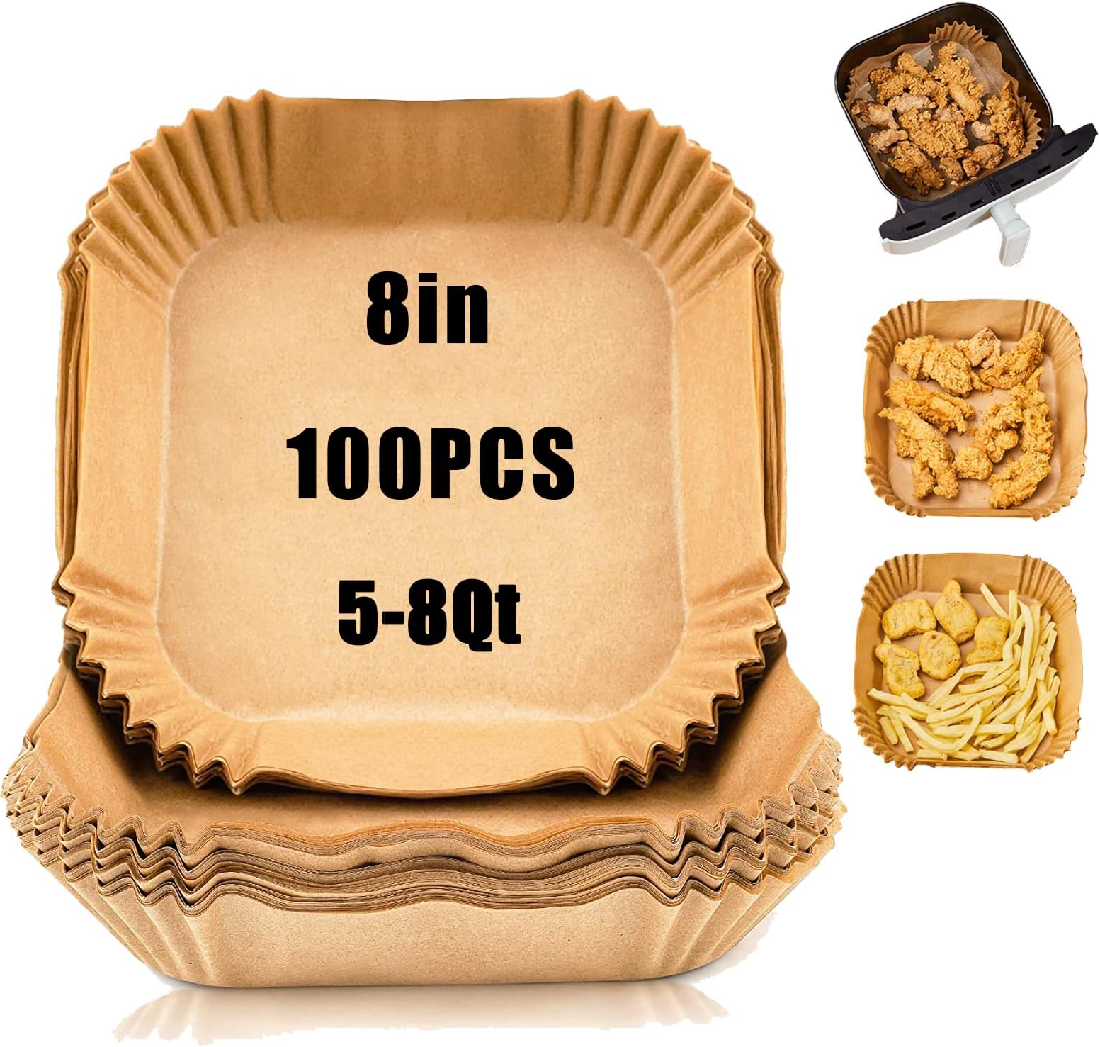 Amazon.com: Air Fryer Disposable Paper Liner,100Pcs 8 Inch Square Food ...