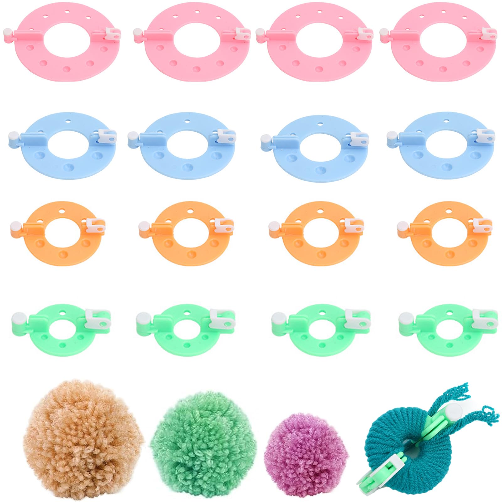 16 Pcs Pom Pom Maker, pom pom Maker kit, Pompom Maker, 4 Sizes Clover ...