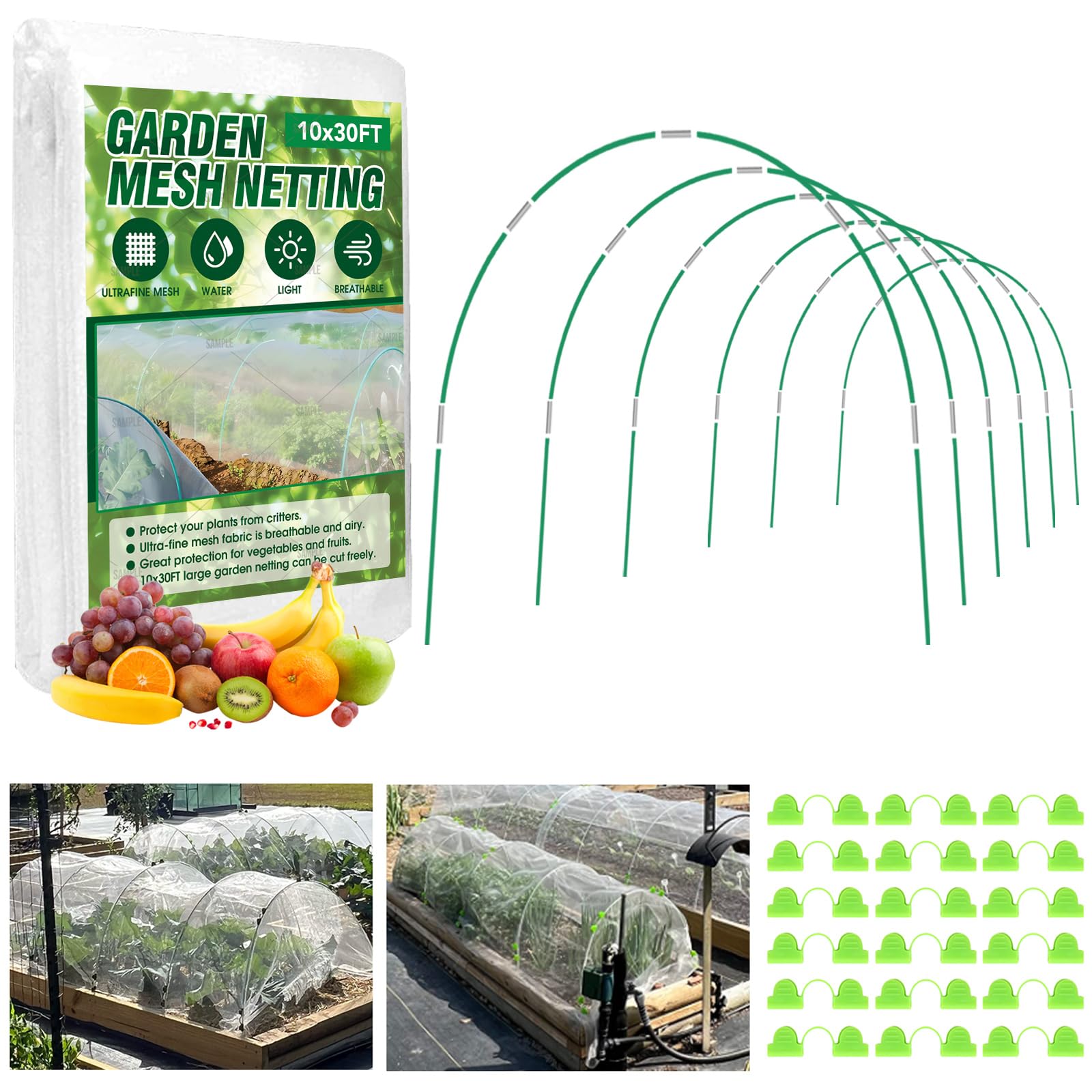 Snapklik.com : Garden Netting Kit, 10x30FT Ultra Fine Mesh Netting 6 ...