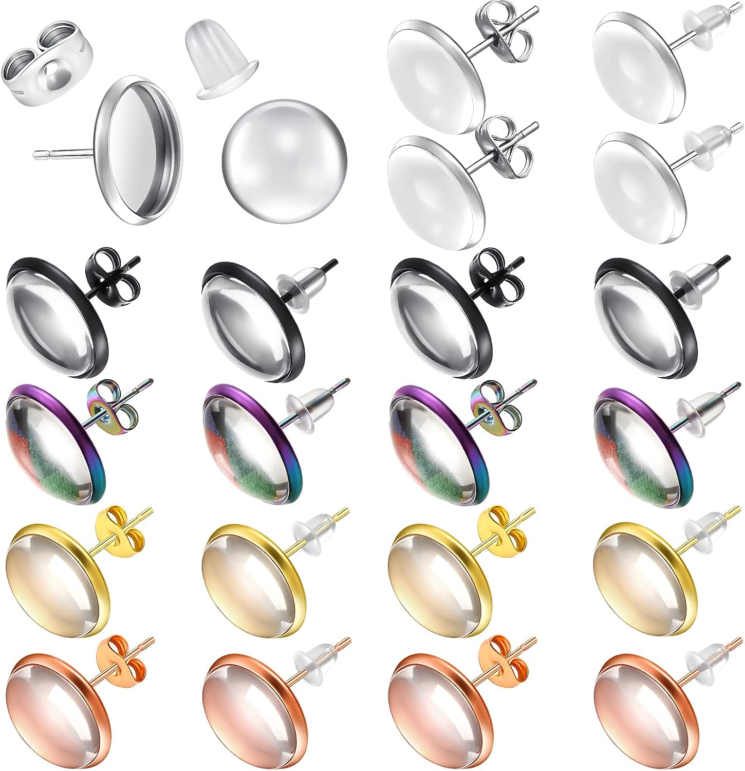 Amazon.com: 200 Pieces Stud Earring Kit, Including 50 Pieces 12 mm ...