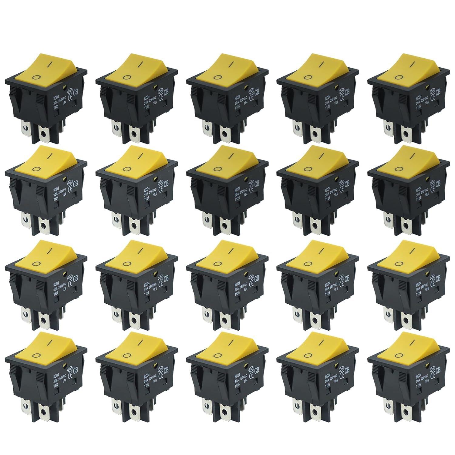 Electronic Spices KCD4 30A 250V AC DPST ON-OFF Yellow Color 4 Pin ...