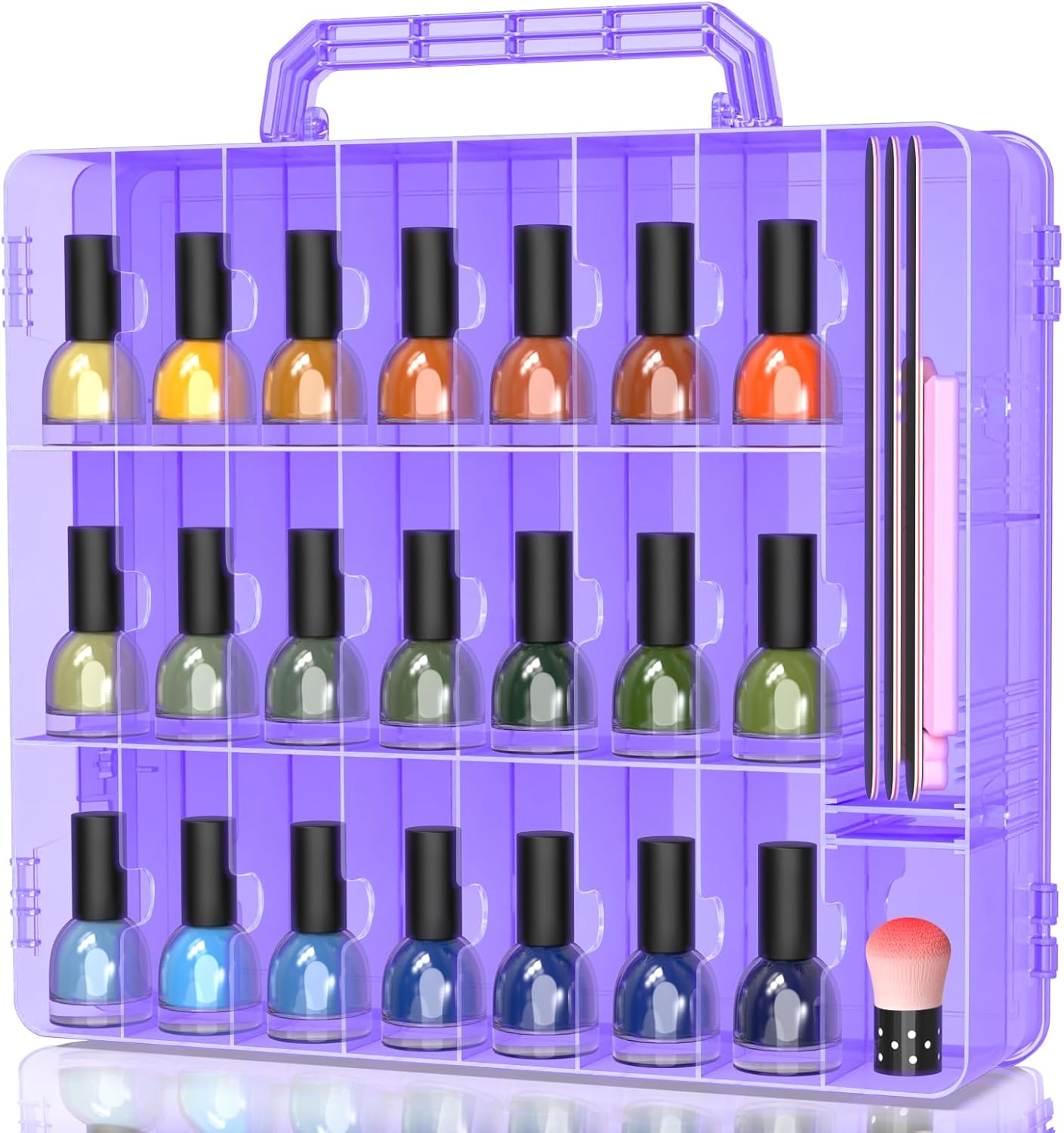 Amazon.com: Portable Nail Polish Organizer, Clear Double Side Nail ...