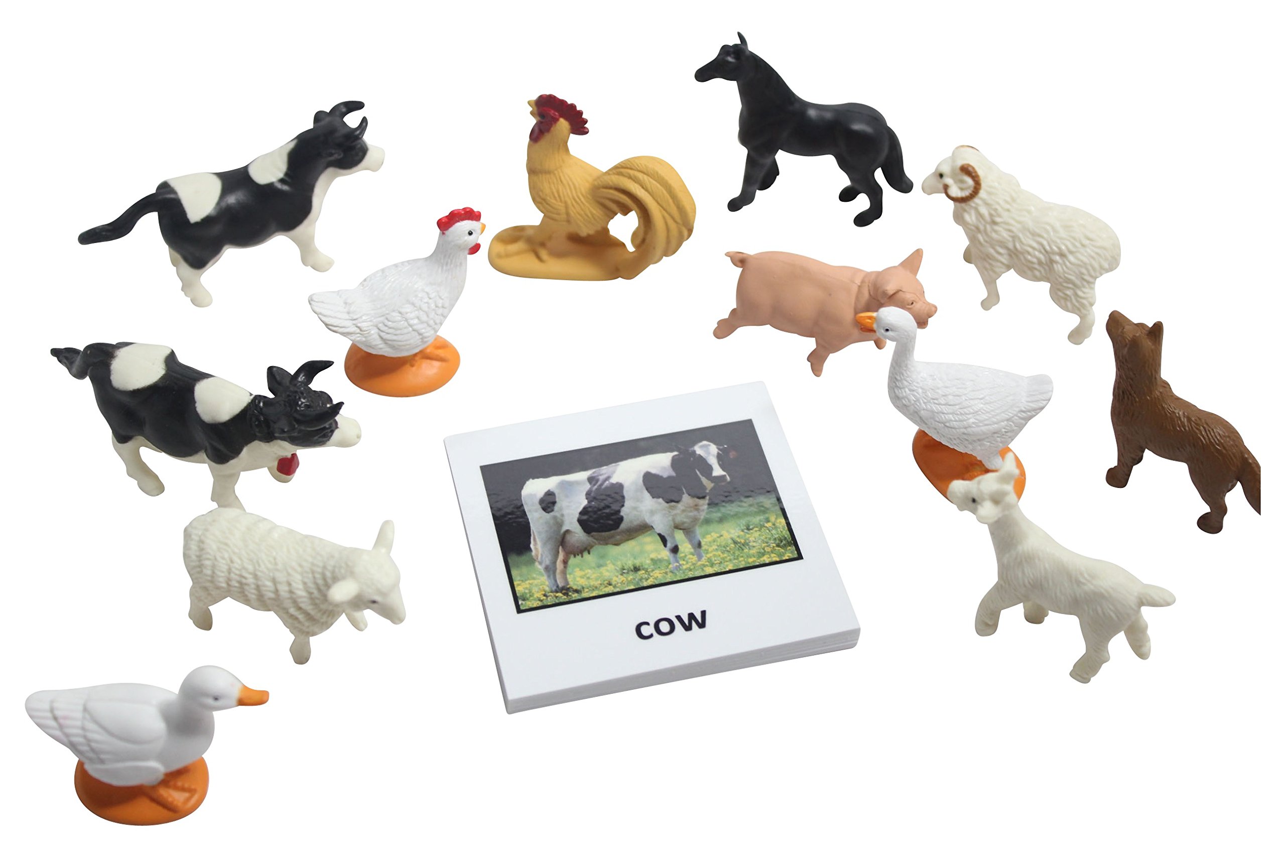 Montessori Animal Match - Miniature Farm Animal Toy Figurines with ...