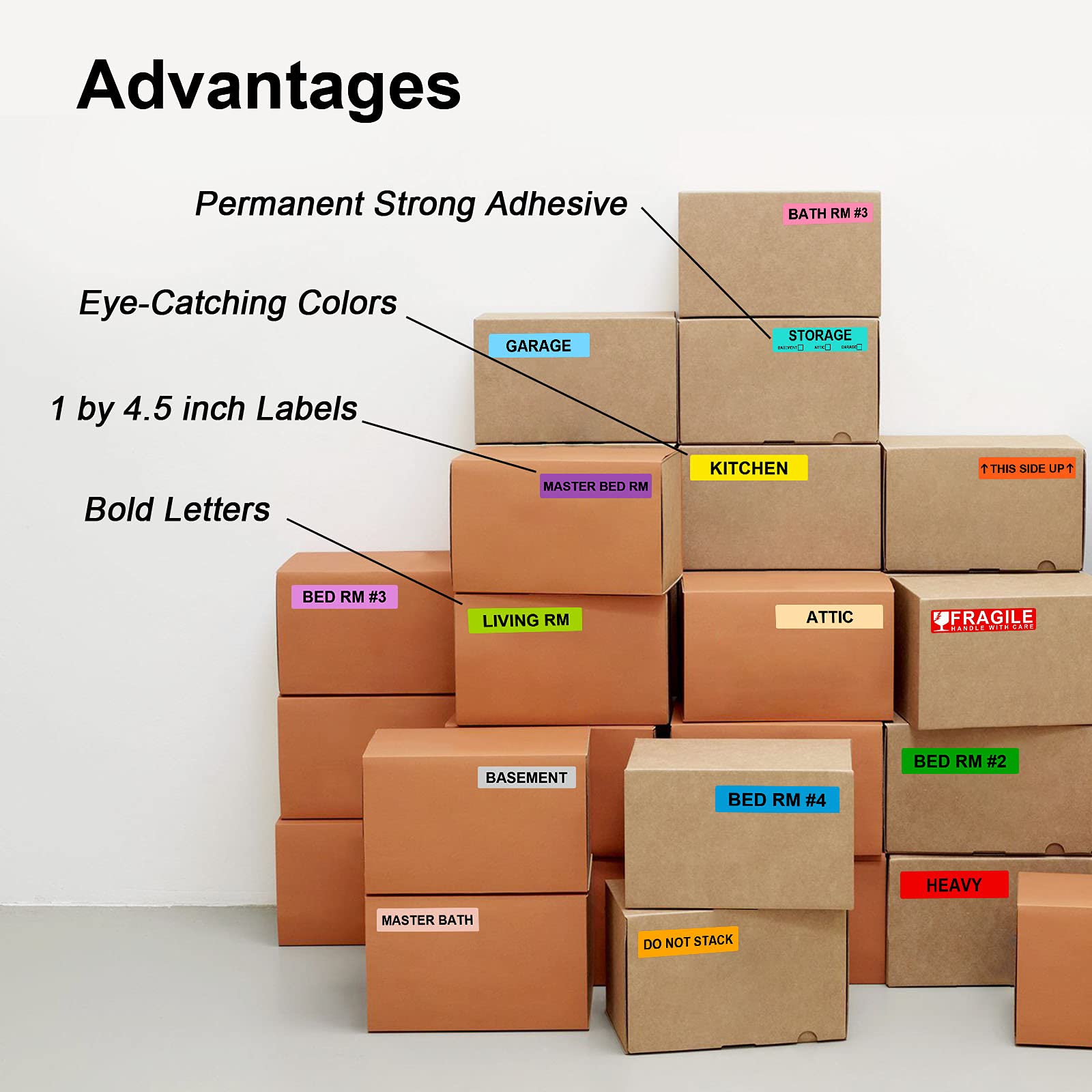 Snapklik.com : Misofuki Moving Labels For Boxes Color Coded 4 Bedroon ...