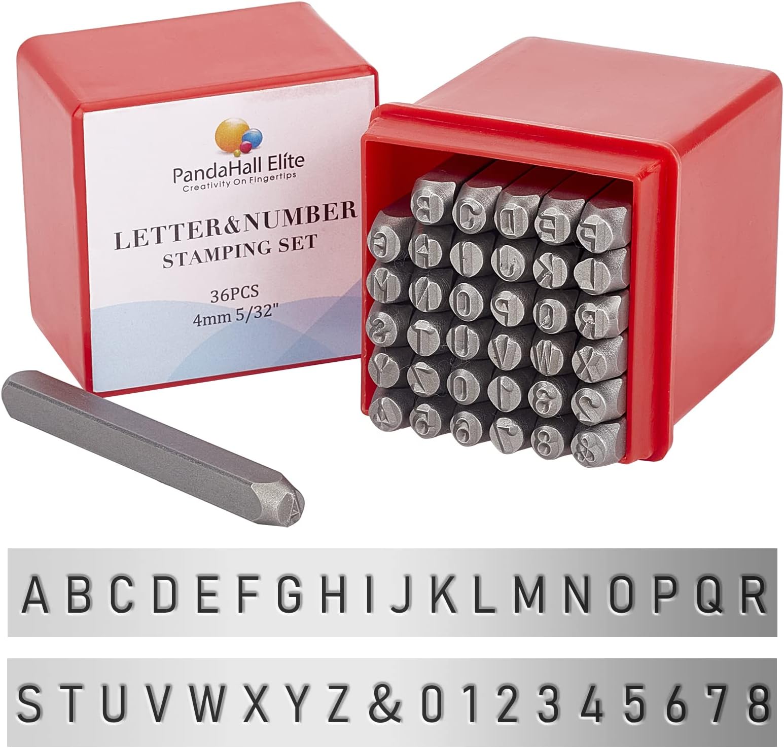 PandaHall Juego de 36 Sellos de Metal con Letras y números, Alfabeto de 4 mm A-Z y número 0-9 y ...