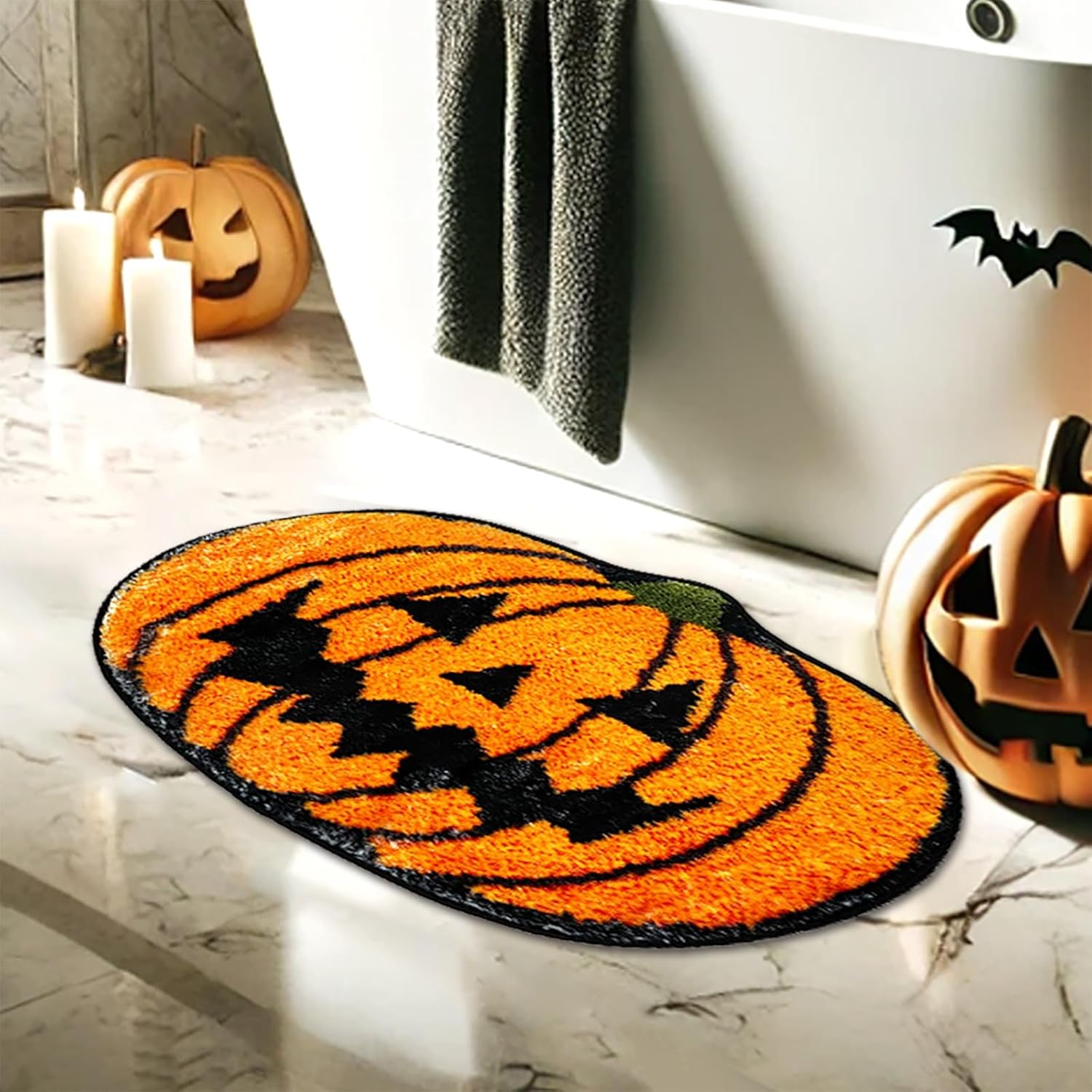 Amazon.com: crusmary Spooky Halloween Bath Mat, Non Slip Skeleton ...