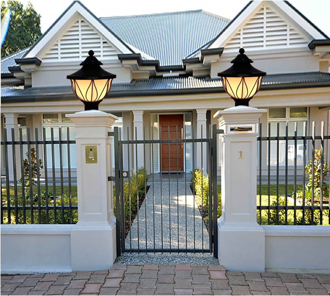 Avior Star Metal & Glass Gate Light, Garden, Pole, Pillar, Outdoor ...