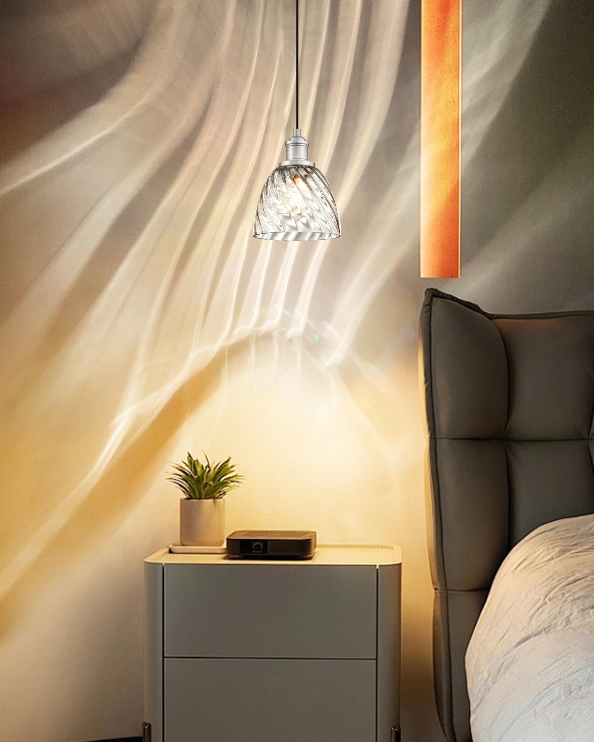 Glass Mini Pendant Drum Lights LNC 1 Light Modern Farmhouse Brushed