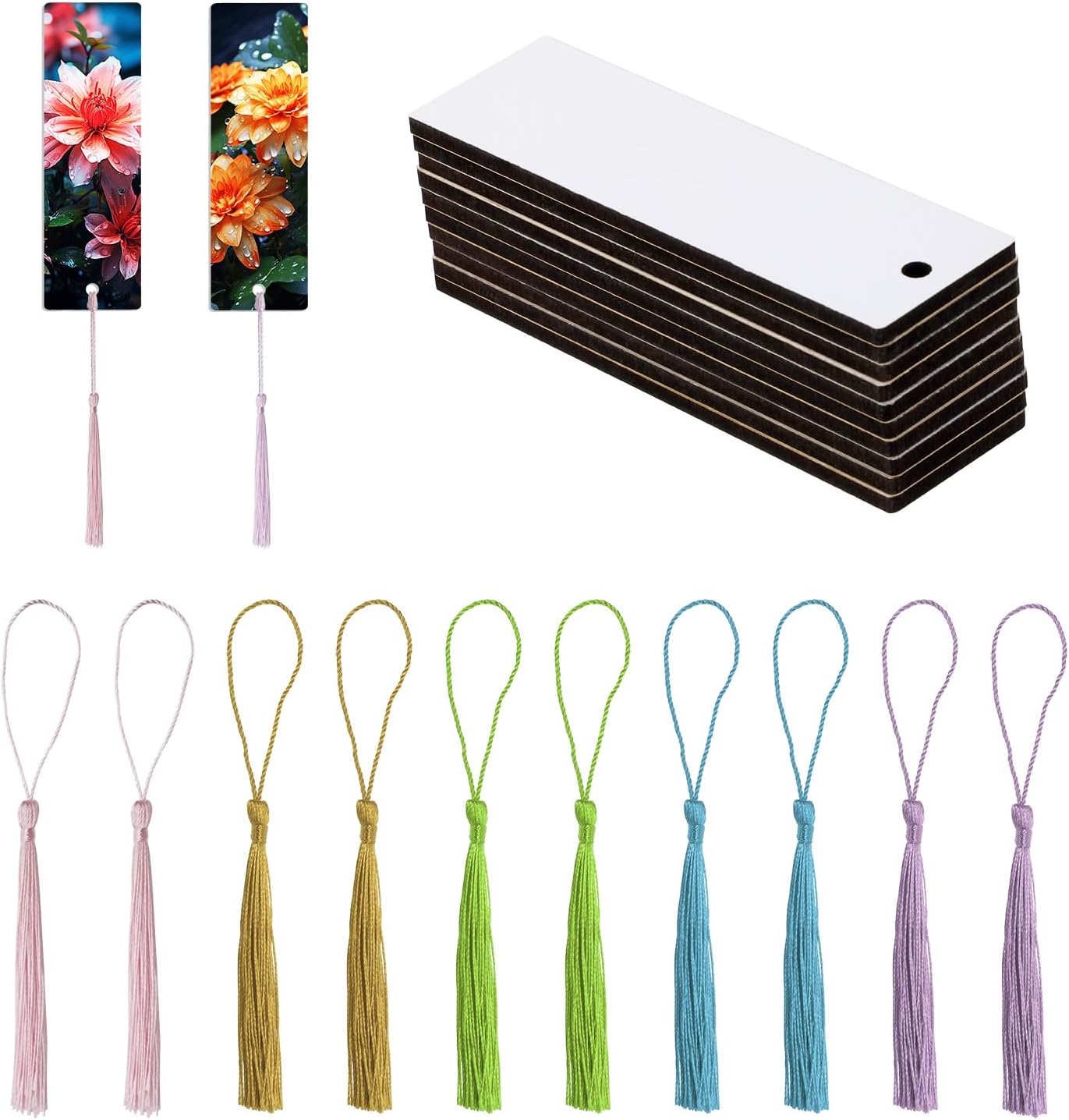 Amazon.com: 18 pcs Sublimation Bookmarks Double Sided,White Sublimation ...