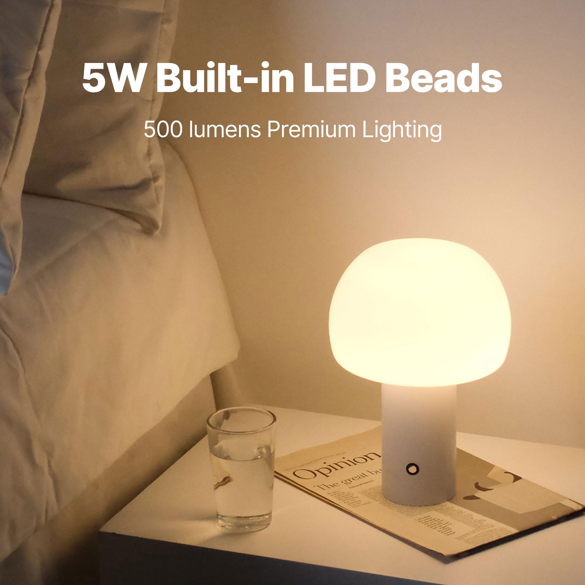 MAGCHARM Mushroom Lamp, Table Lamp, 5W LED Beads, Opal Glass Shade ...