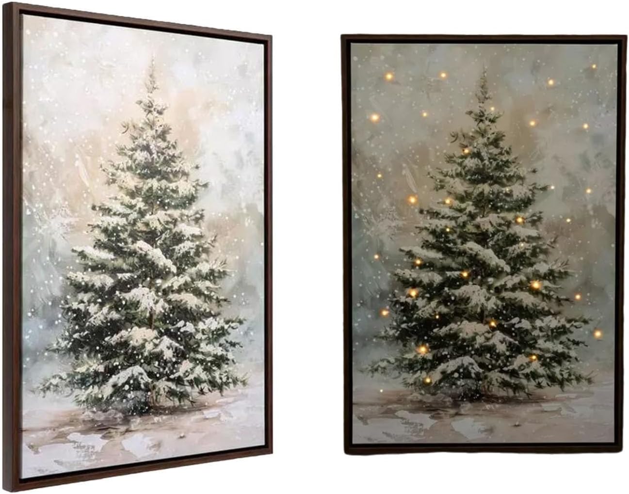 Lighted Christmas Canvas Wall Art LED Christmas Snowy Tree Light up ...
