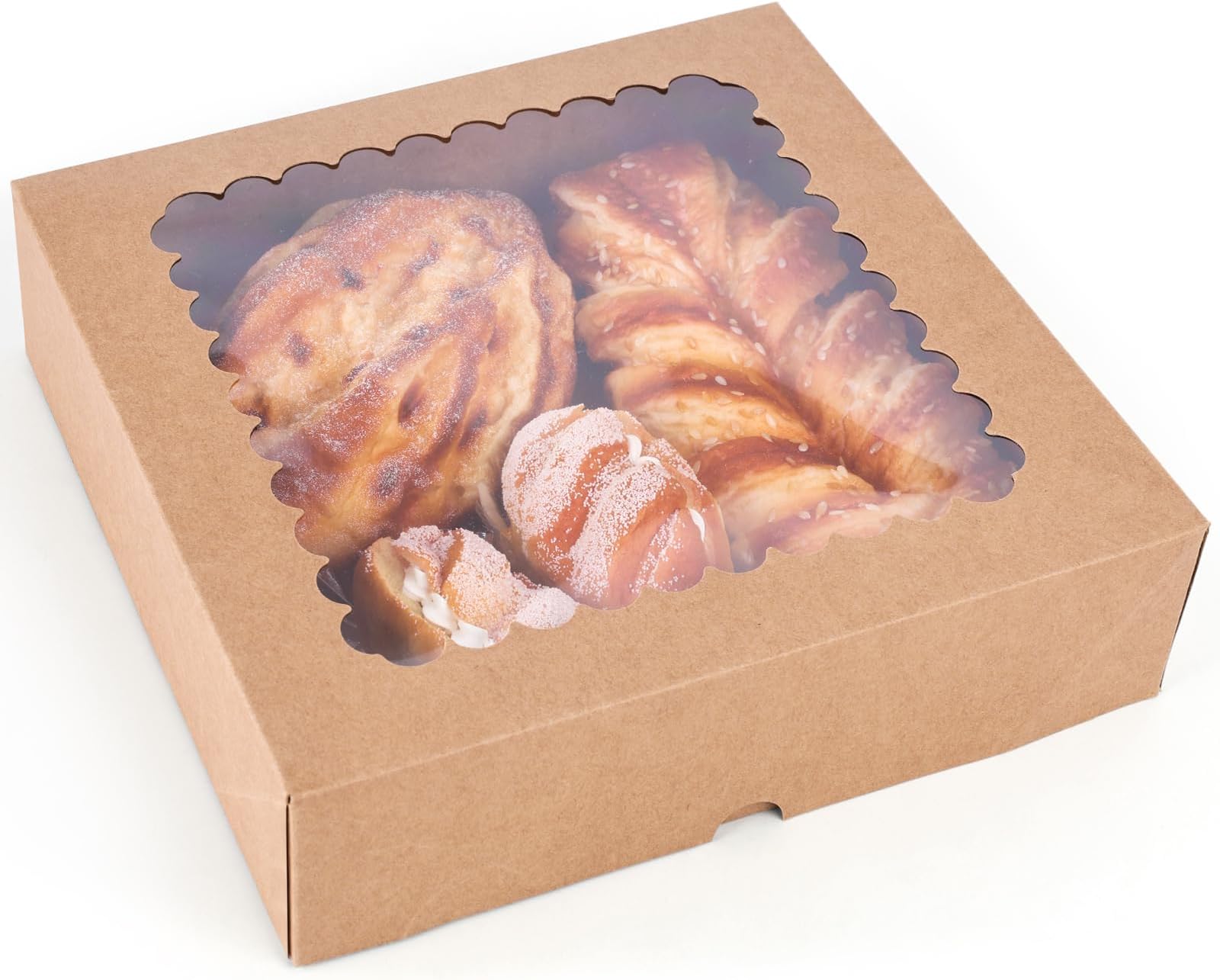 Amazon.com: CHERRY 15-Pack 10"x10"x3"Brown Bakery Boxes with PVC Window ...