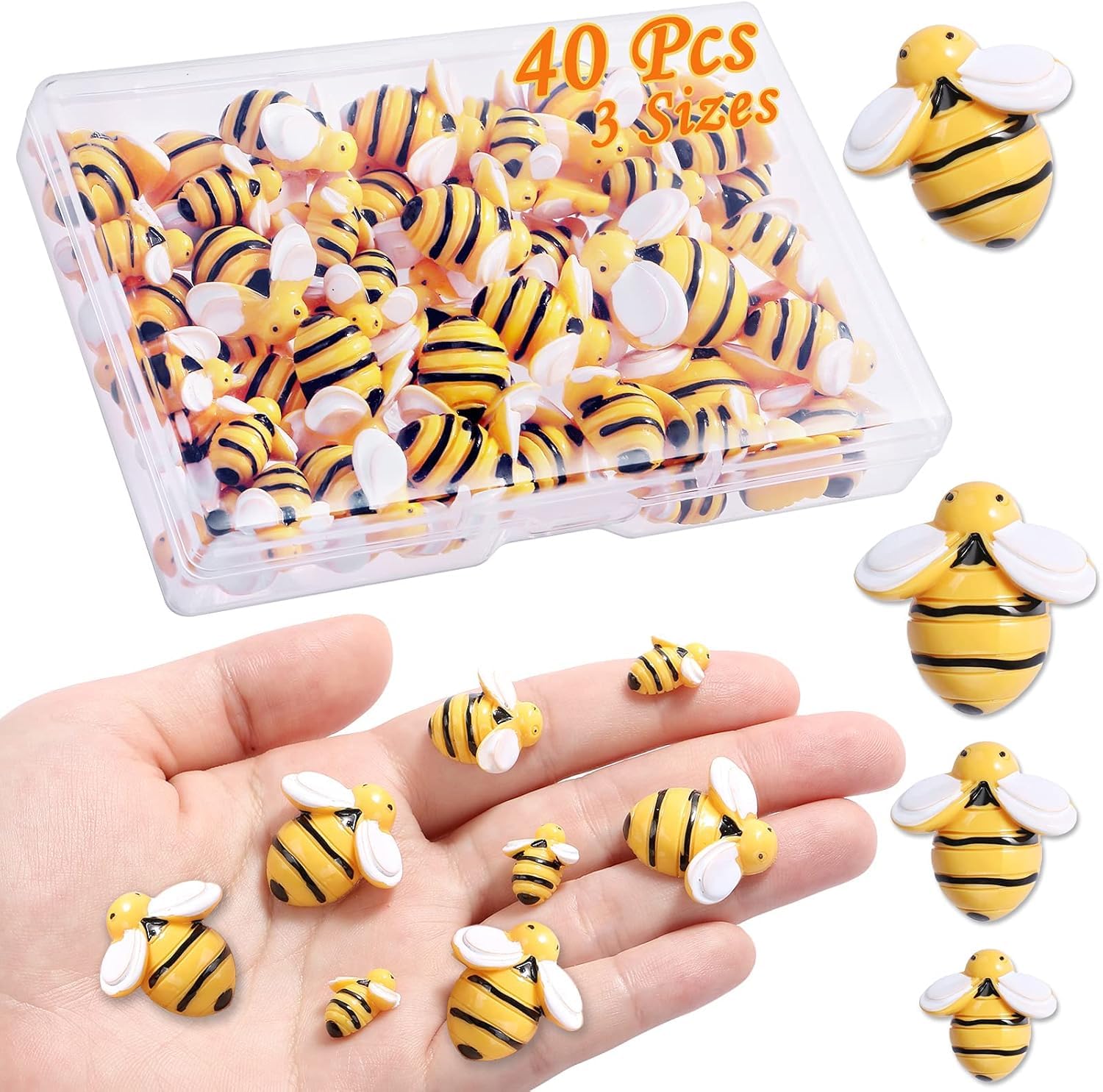 EVERMARKET 40 Pieces Tiny Resin Bees,Tiny Resin Garden Bumblebees ...