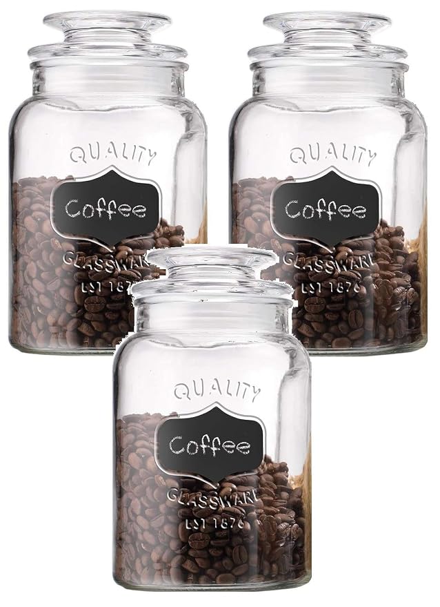 Buy STAR WORK - 1500 ML Clear Glass Storage Jar with Lids - Airtight ...