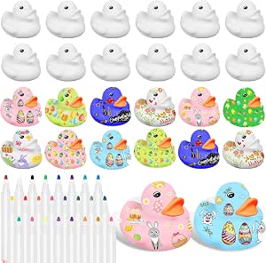Amazon.com: 24 Pcs 2 Inch White Blank Rubber Ducks in Bulk DIY Easter ...