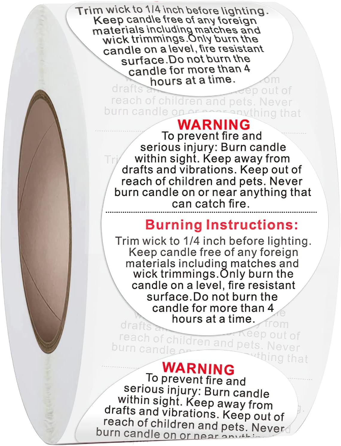 Candle Instruction - Warning Labels 30mm Round self Adhesive x 480 ...