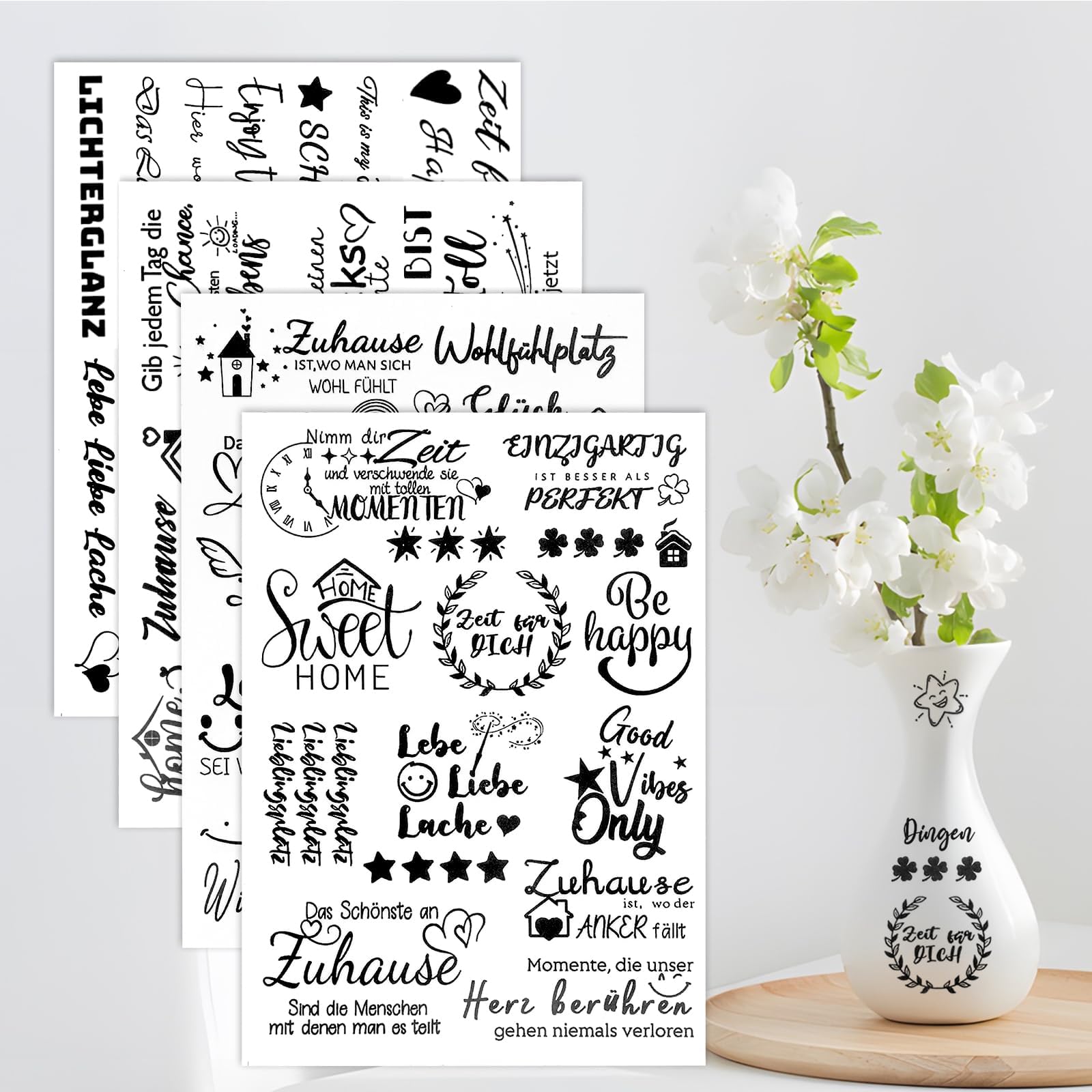 Rub On Sticker Transfers Sprüche 5 Stück Rub On Folie Zum Bedrucken Rub ...