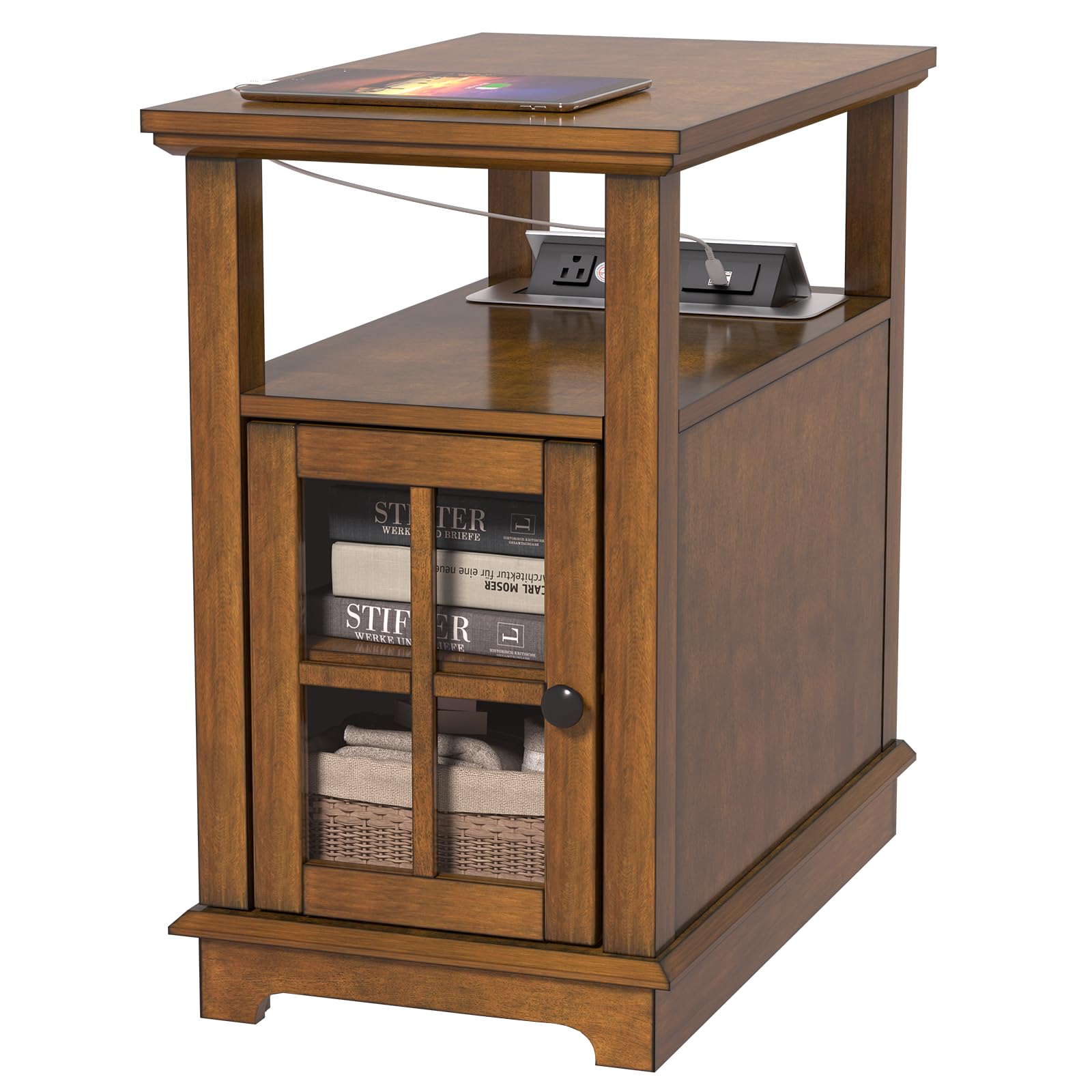 Amazon.com: HIFYOBRO End Table with Hidden Charging Station, Storage ...