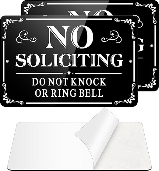 Amazon.com : No Soliciting Sign for Front Door, (2 Pack) Self-adhesive ...