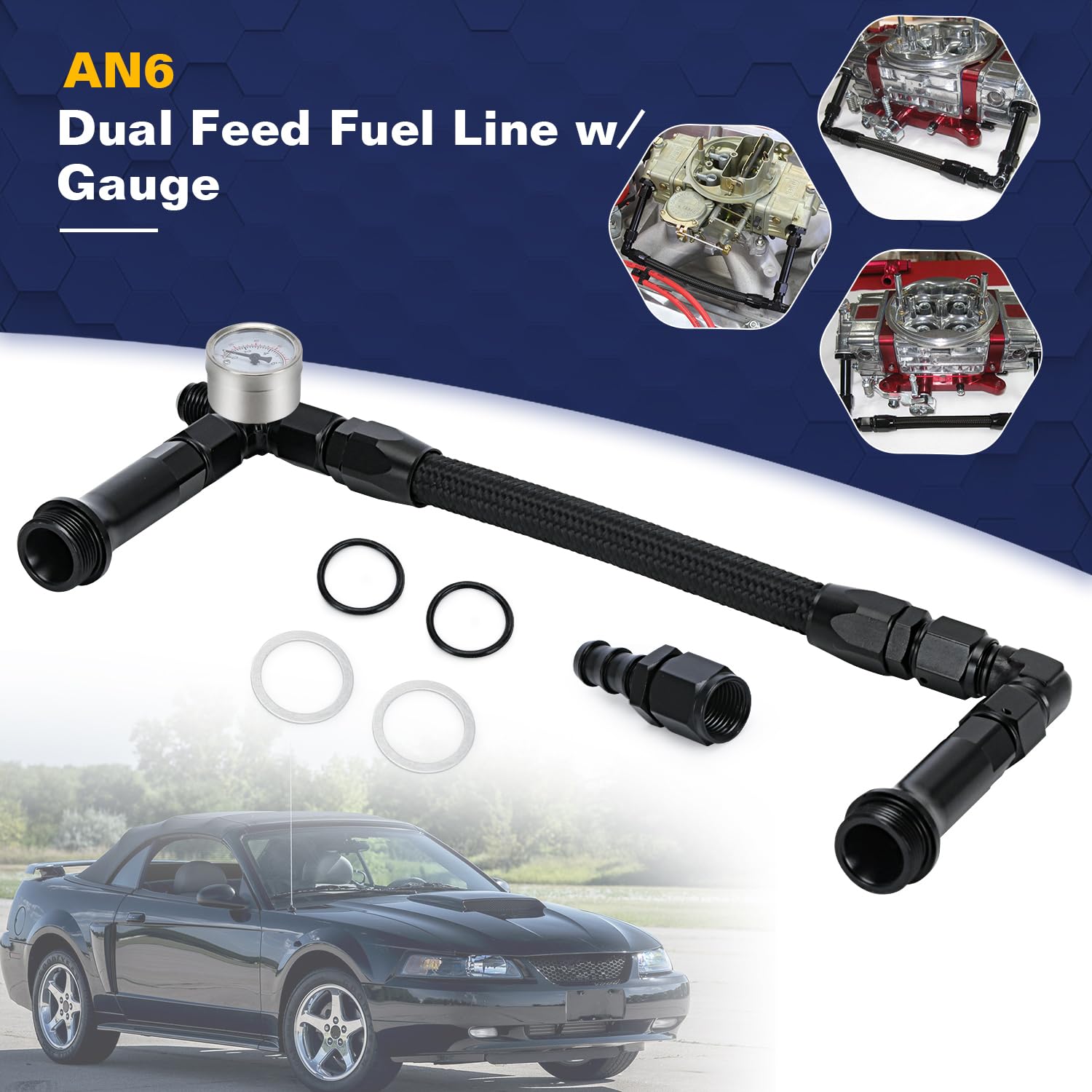 Snapklik.com : PQY 4150 Fuel Line Rebuid Kit AN6 Carb Dual Feed Fuel ...