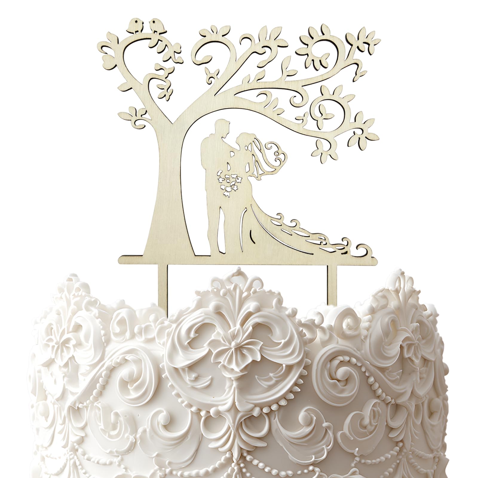 Amazon.com: Wooden Bride and Groom Wedding Cake Toppers Decorations ...