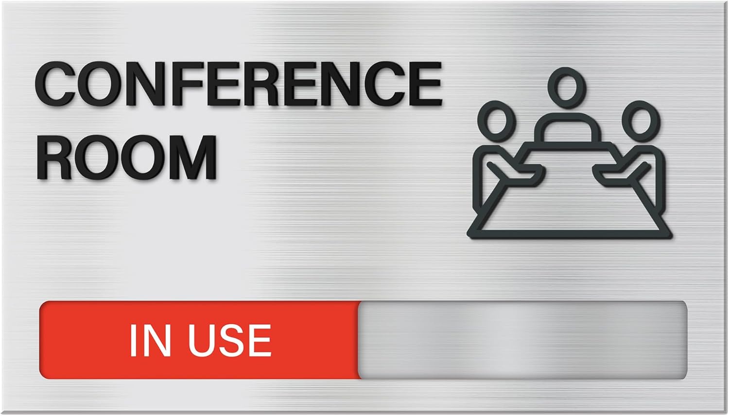 Amazon.com : Conference Room Door Signs for Office, Meeting In Progress Door Sign, In Use ...
