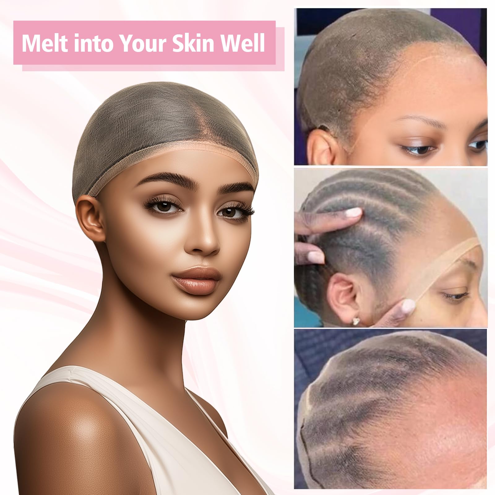 Vlasy Skinlike HD Wig Cap, 14pcs Invisible and Transparent Wig Caps to ...