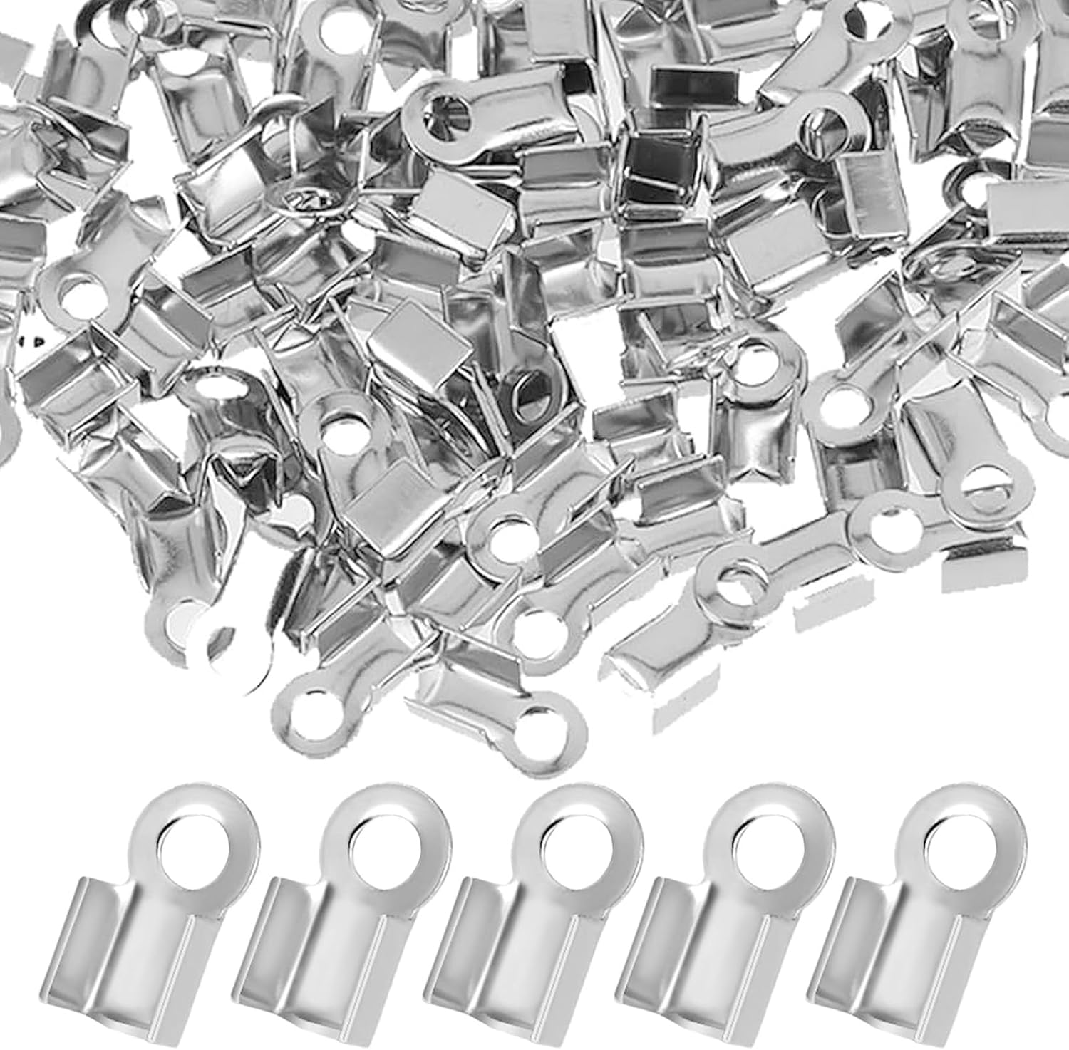 Amazon.com: 100Pcs Silver Crimps for Jewelry Making, 3x8mm Fold Over ...