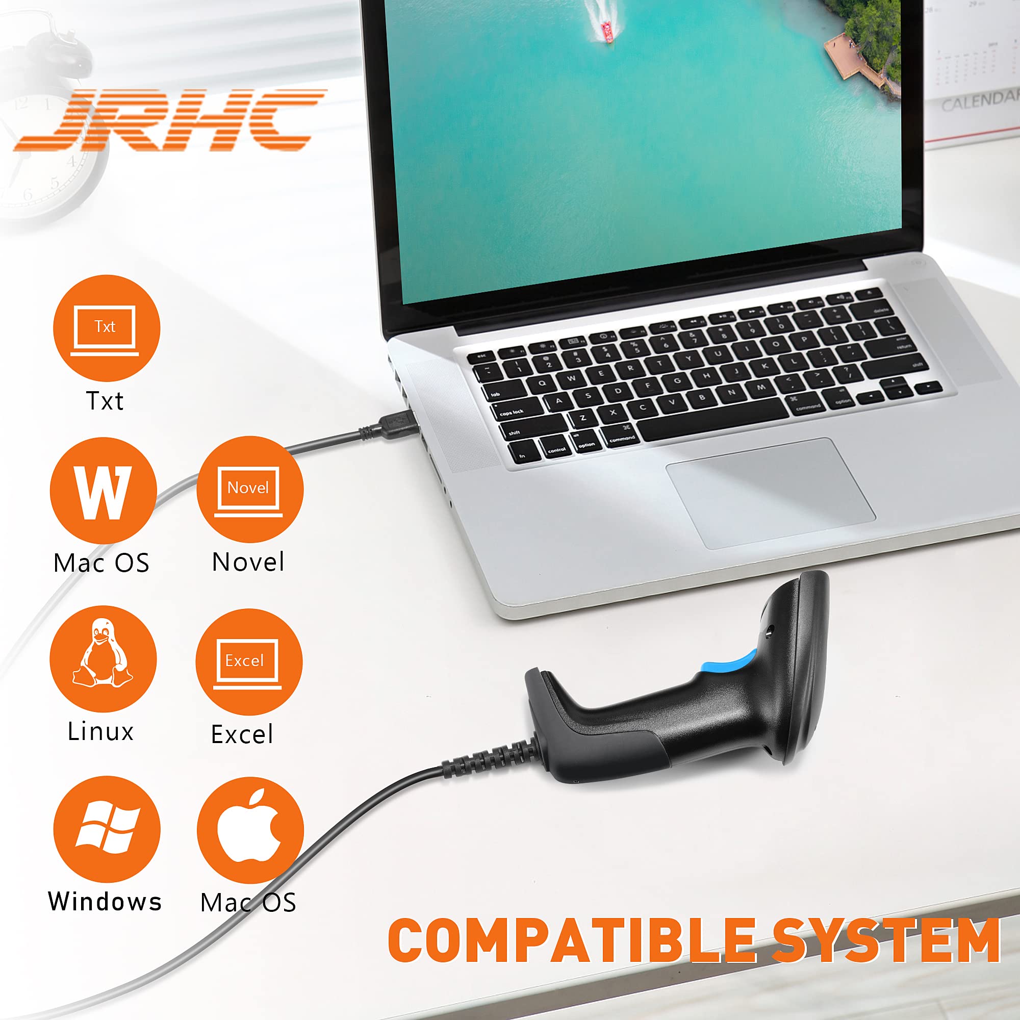 Snapklik.com : 1D 2D Barcode Scanner,JRHC Portable Automatic QR Code ...