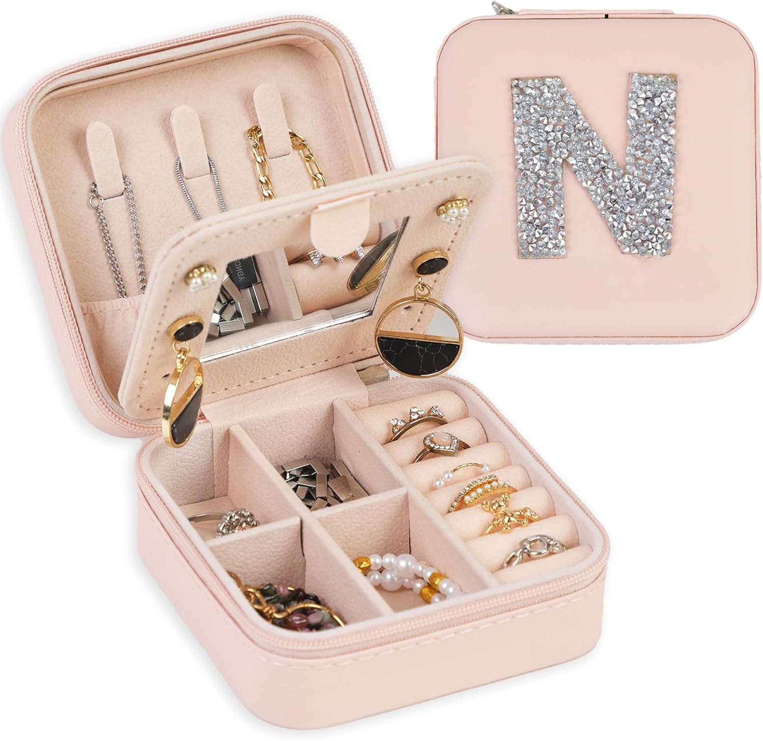 Amazon.com: FUNARTY Travel Jewelry Box, Personalized Jewelry Case Small ...