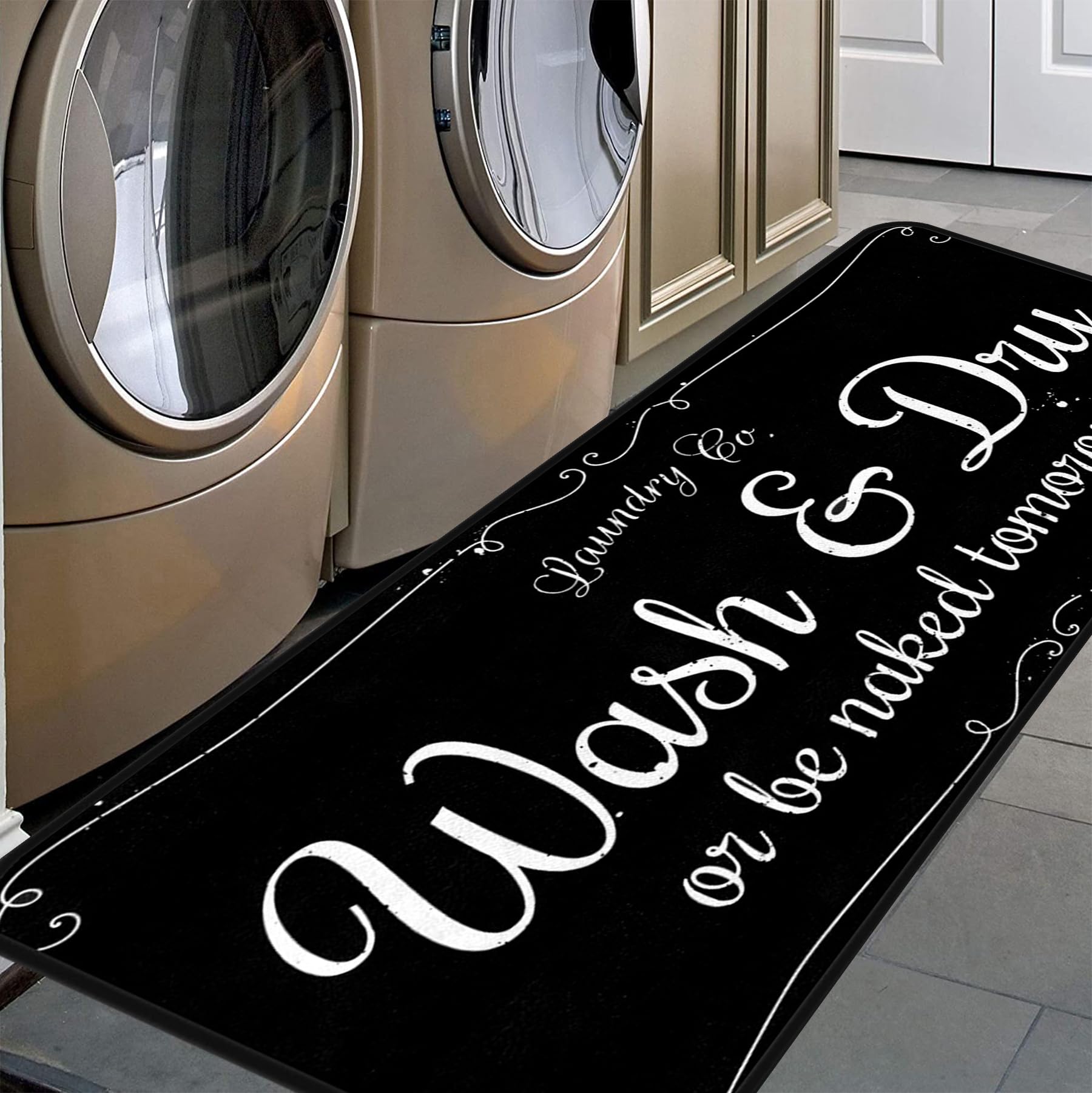 Amazon.com: GISPOG Farmhouse Laundry Room Rug Runner Non Skid Machine ...