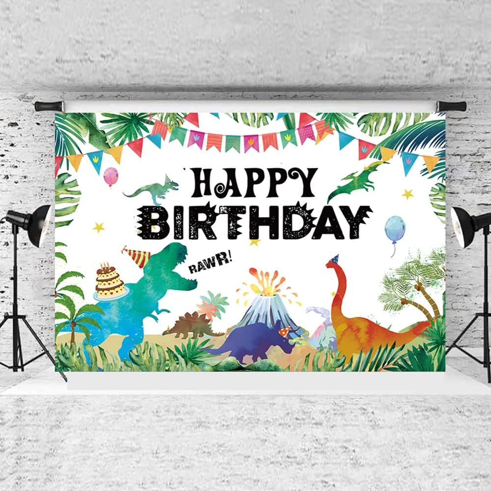 Amazon.com : Ayayiya Dinosaur 2nd Birthday Backdrop for Boy Two Rex ...