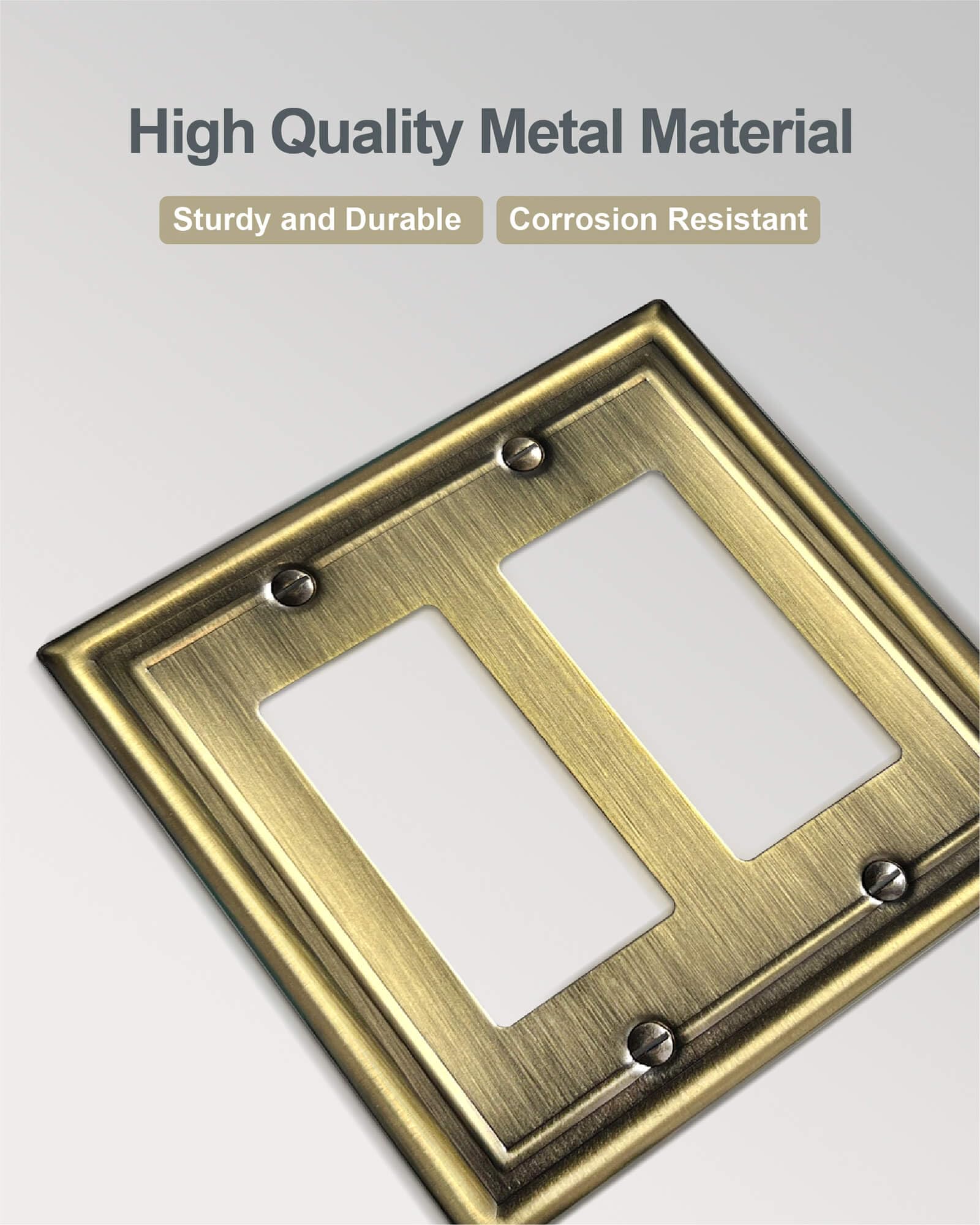 Snapklik.com : Double Decorator Wall Plates,Metal Electrical Outlet ...