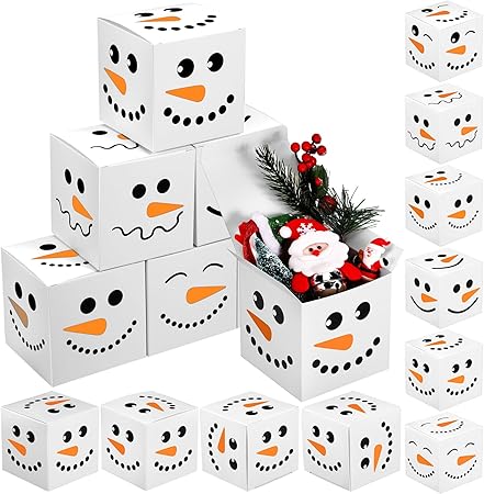 Amazon.com: TecUnite 18 Pcs Winter Small Gift Boxes with Lids Snowman ...