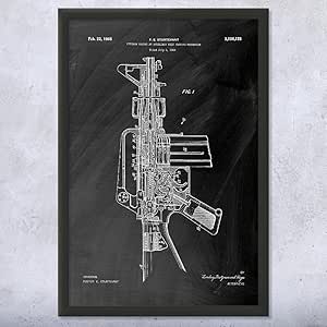 Amazon.com: Framed M16 Rifle Print, Gun Club Art, AR-15 Blueprint ...