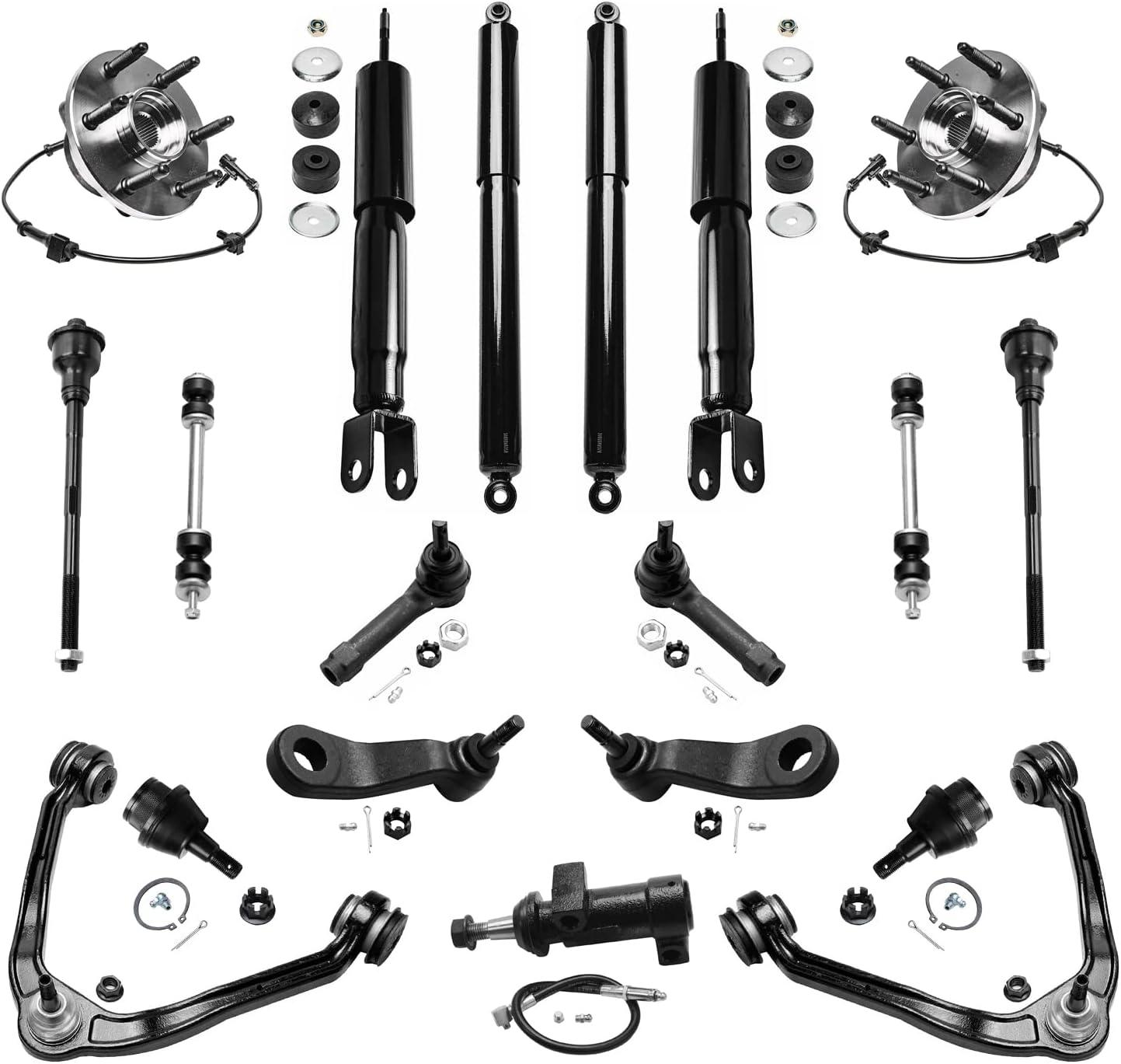 Amazon.com: Front Suspension Kit Wheel Hub Bearings & Control Arms ...