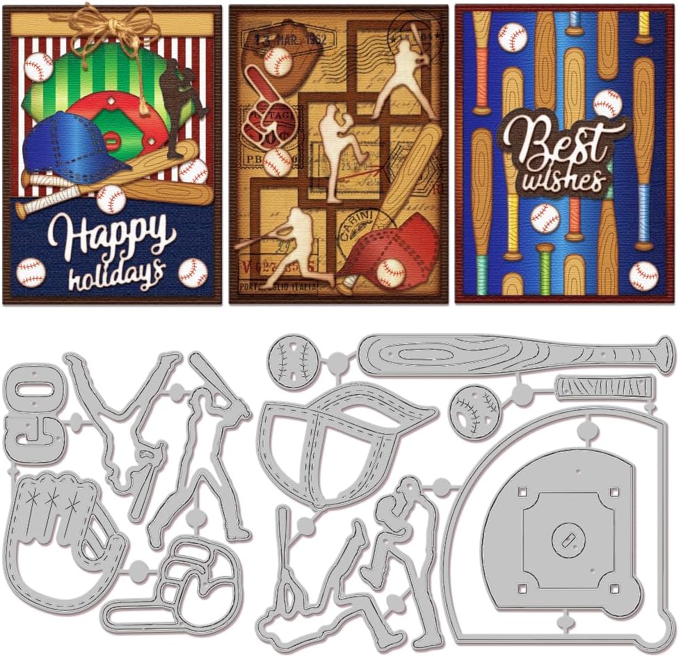 Amazon.com: GLOBLELAND Baseball Kit Cutting Dies for Card Making Sports ...