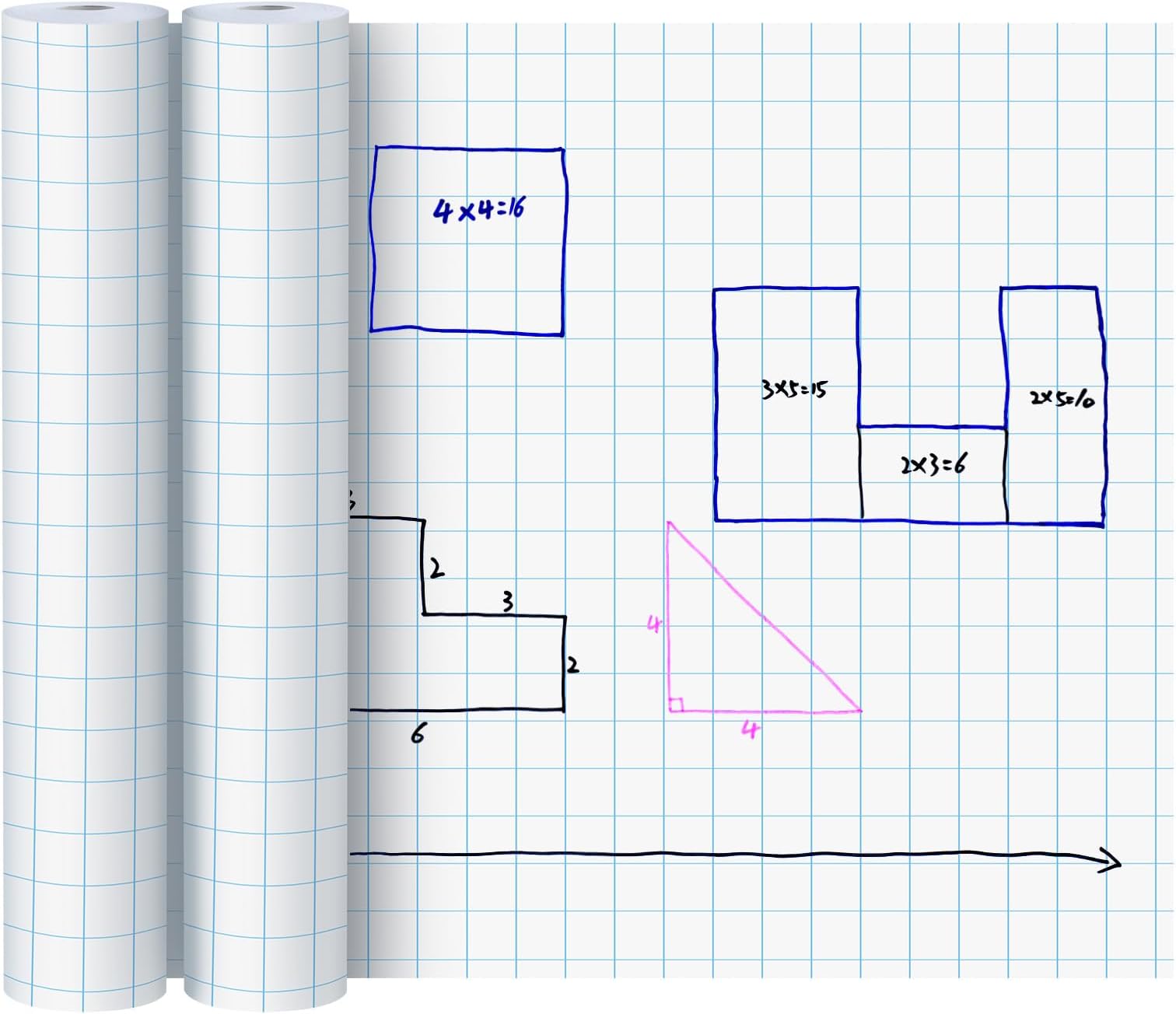 Amazon.com : Jetec 2 Roll 1" Large Grid Graph Paper Roll 19.7 Inch x ...