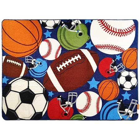 Amazon.com: HUAHOO Blue Kids Rug Fun Sport Rugs Nylon Carpet Boys Girls ...