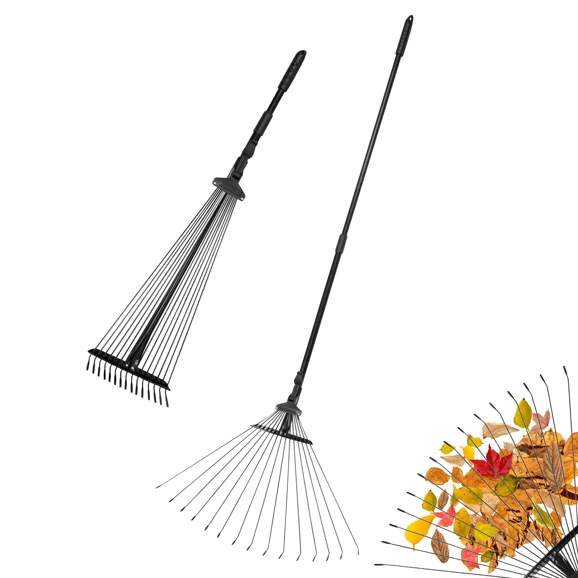 Munnie Adjustable Garden Rake (38-63 Inch) with 25 Tines – Lightweight ...