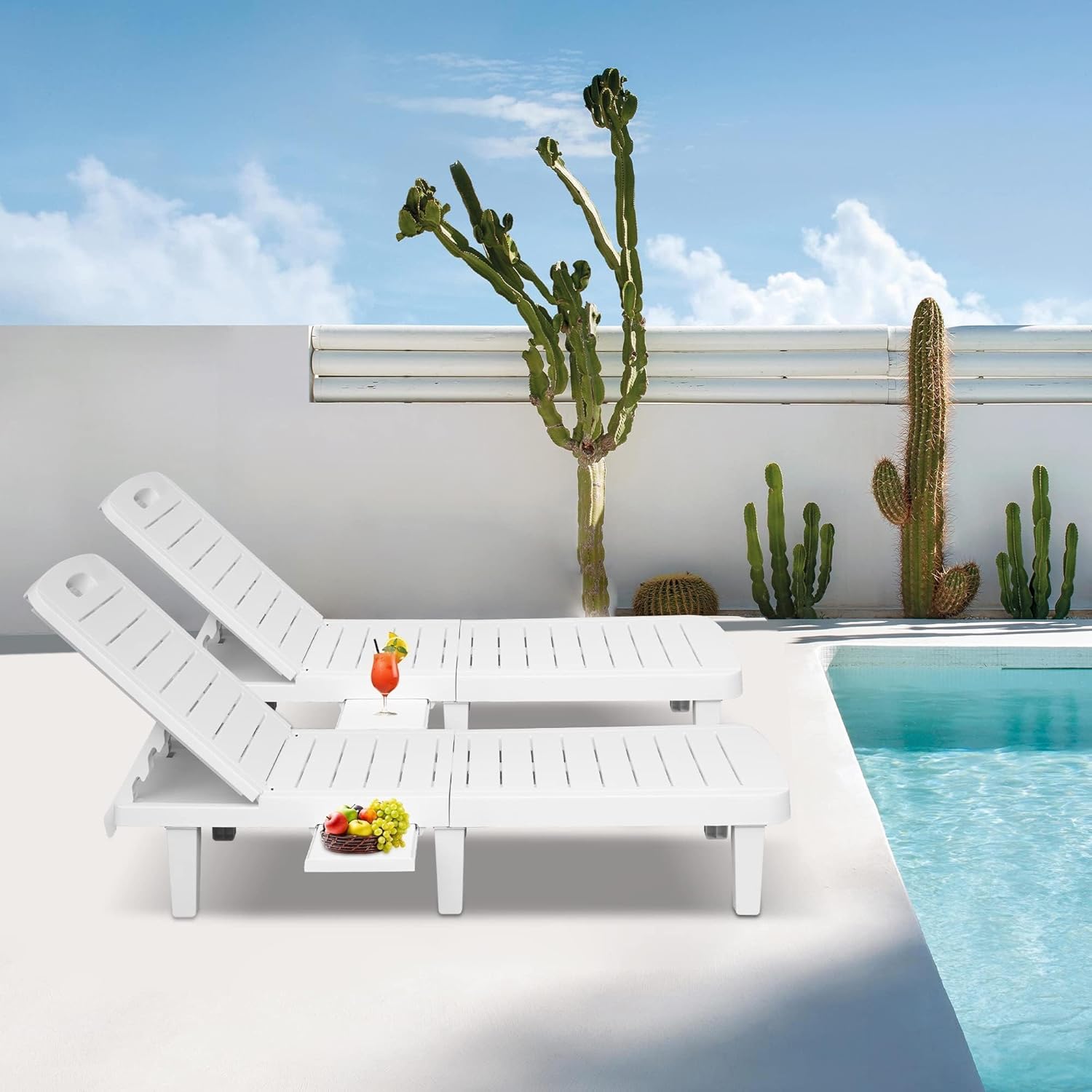 Amazon.com: Vilobos Patio Chaise Lounge Set of 2,Outdoor Chaise Lounge ...