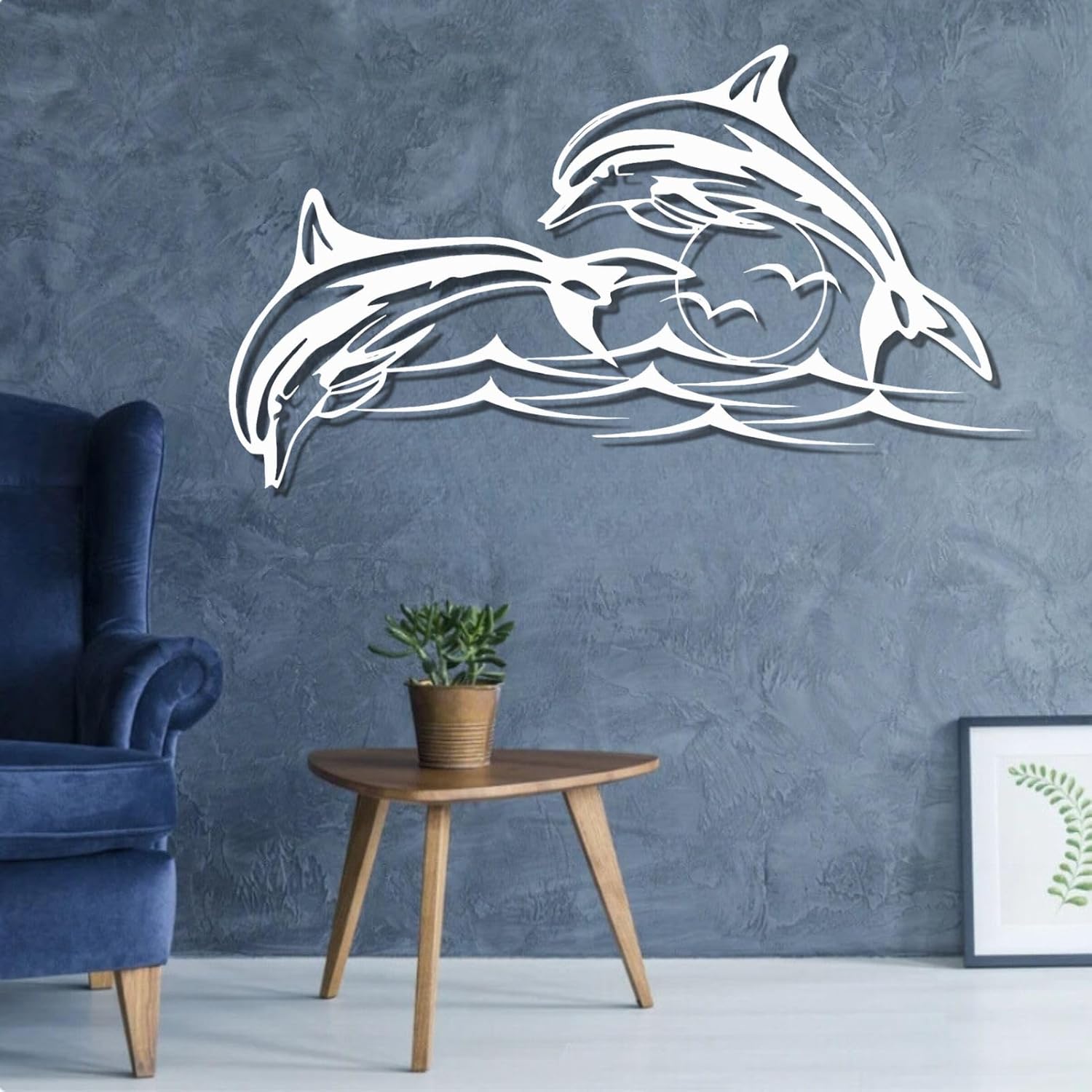 Amazon.com: Dolphin Sunset Metal Wall Art, Metallic Dolphin Wall Decor ...