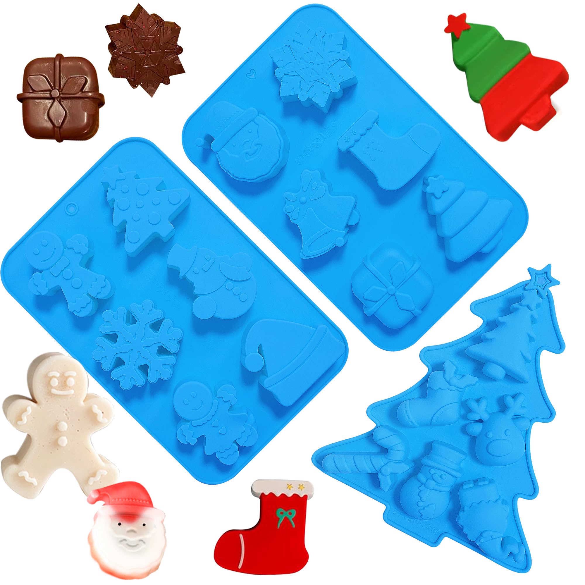 Amazon.com: Sidosir Christmas Cake Pans, 3Pack Silicone Christmas Cake ...