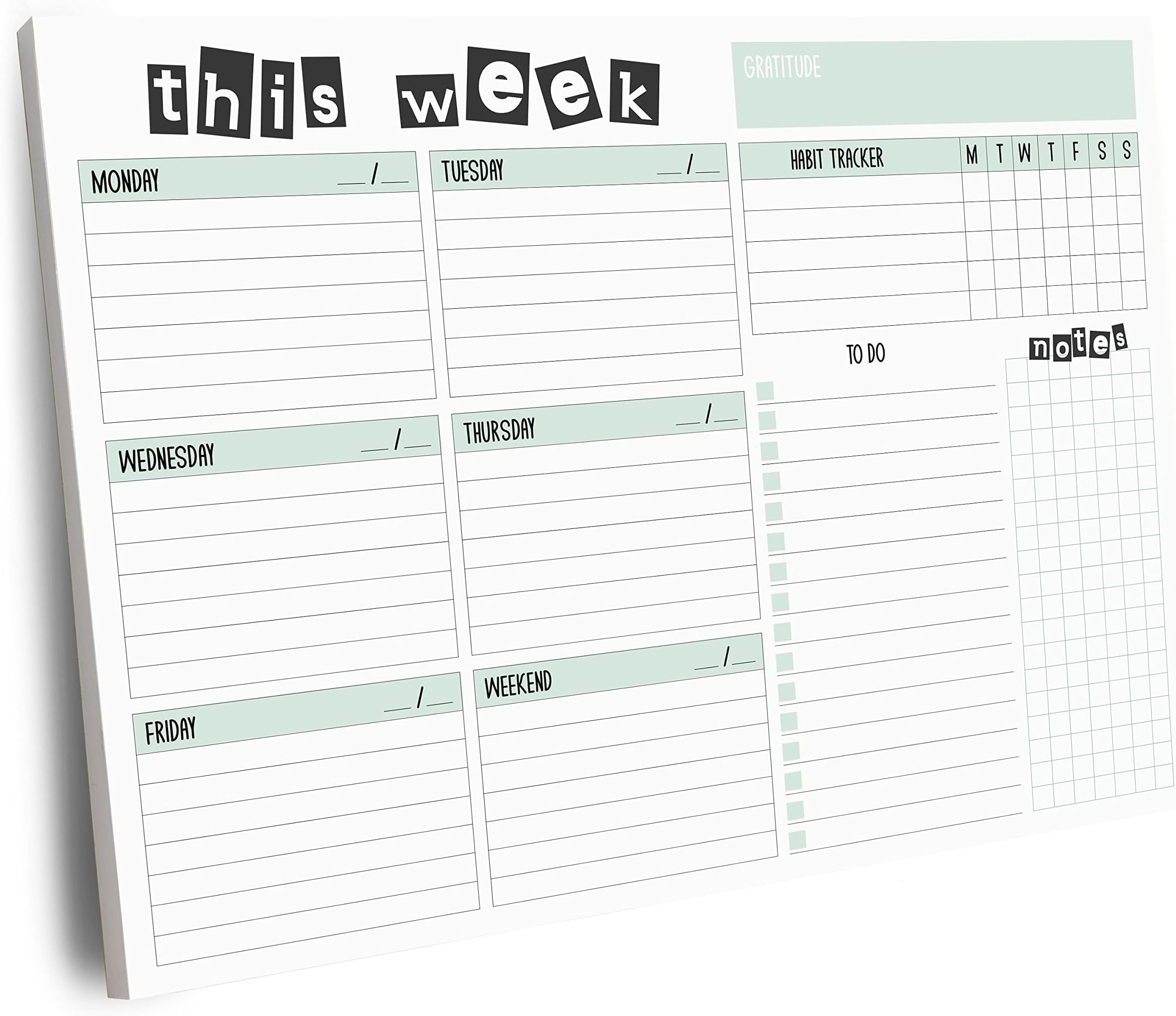 Amazon.com : Undated Weekly Hourly Planner Notepad, Tear-Off ADHD ...