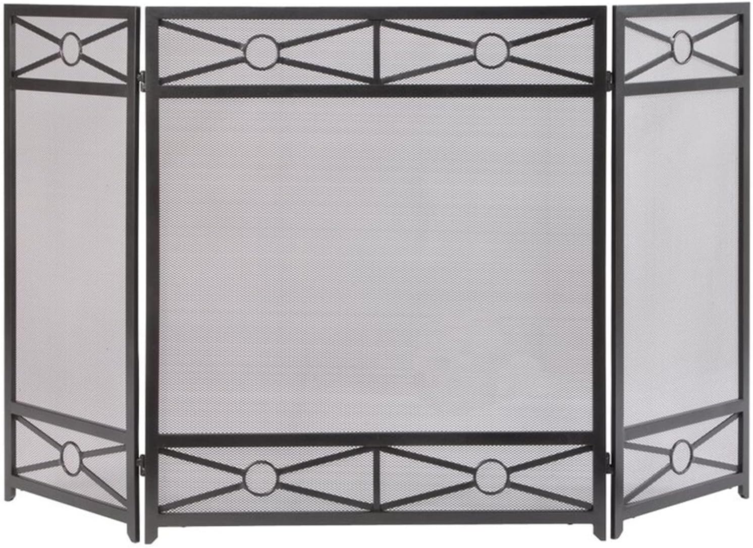 Fireguard Fireplace Screen 3 Panel, Wrought Iron Black Hearth Screen ...