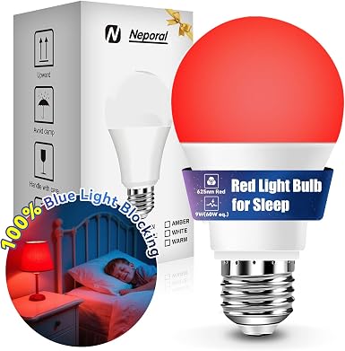Neporal 625nm Red Light Bulb for Sleep, 100% Blue Light Blocking Light ...