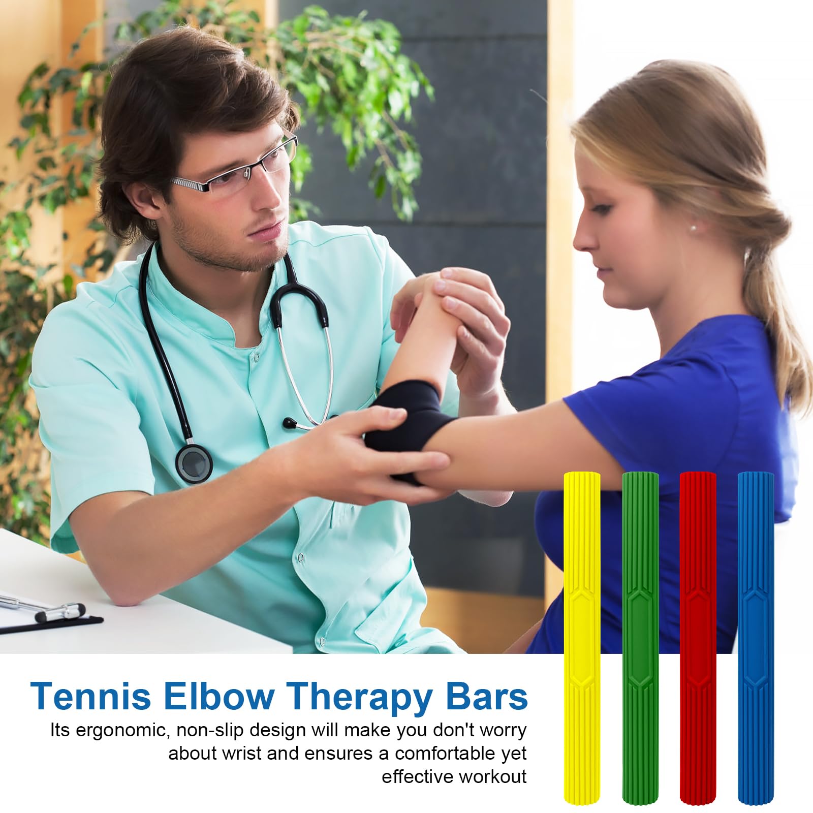 Snapklik.com : 4Pack Resistance Bar For Physical Therapy, Tennis Elbow ...