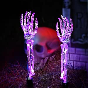 2 Pack Halloween Light Skeleton Decoration, 8 Modes 48 LED Purple ...